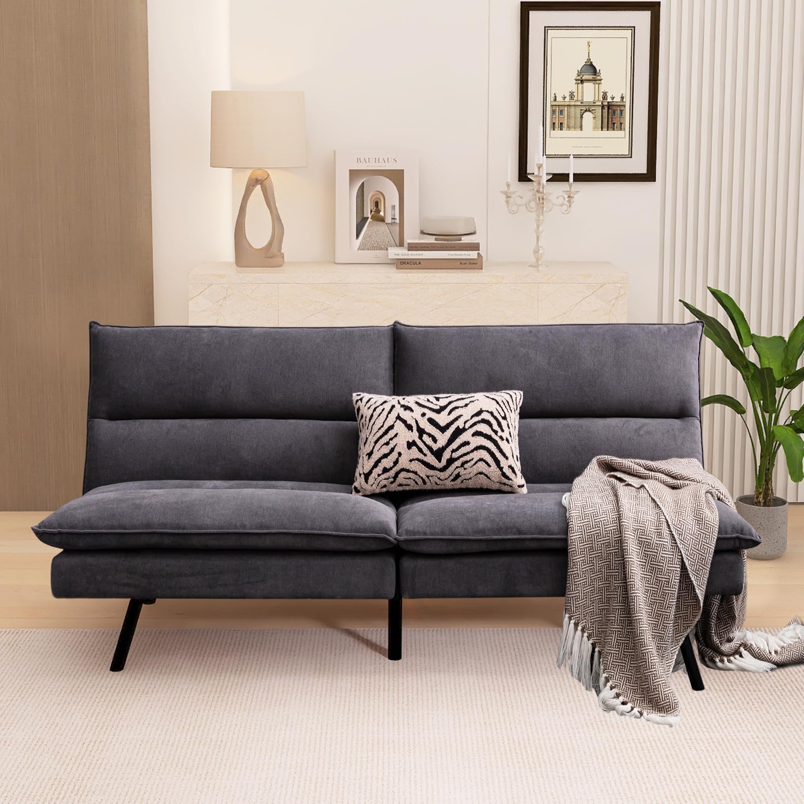 Snapklik.com : Futon Sofa Couch Bed,Polyester Futon Couch,Memory Foam ...