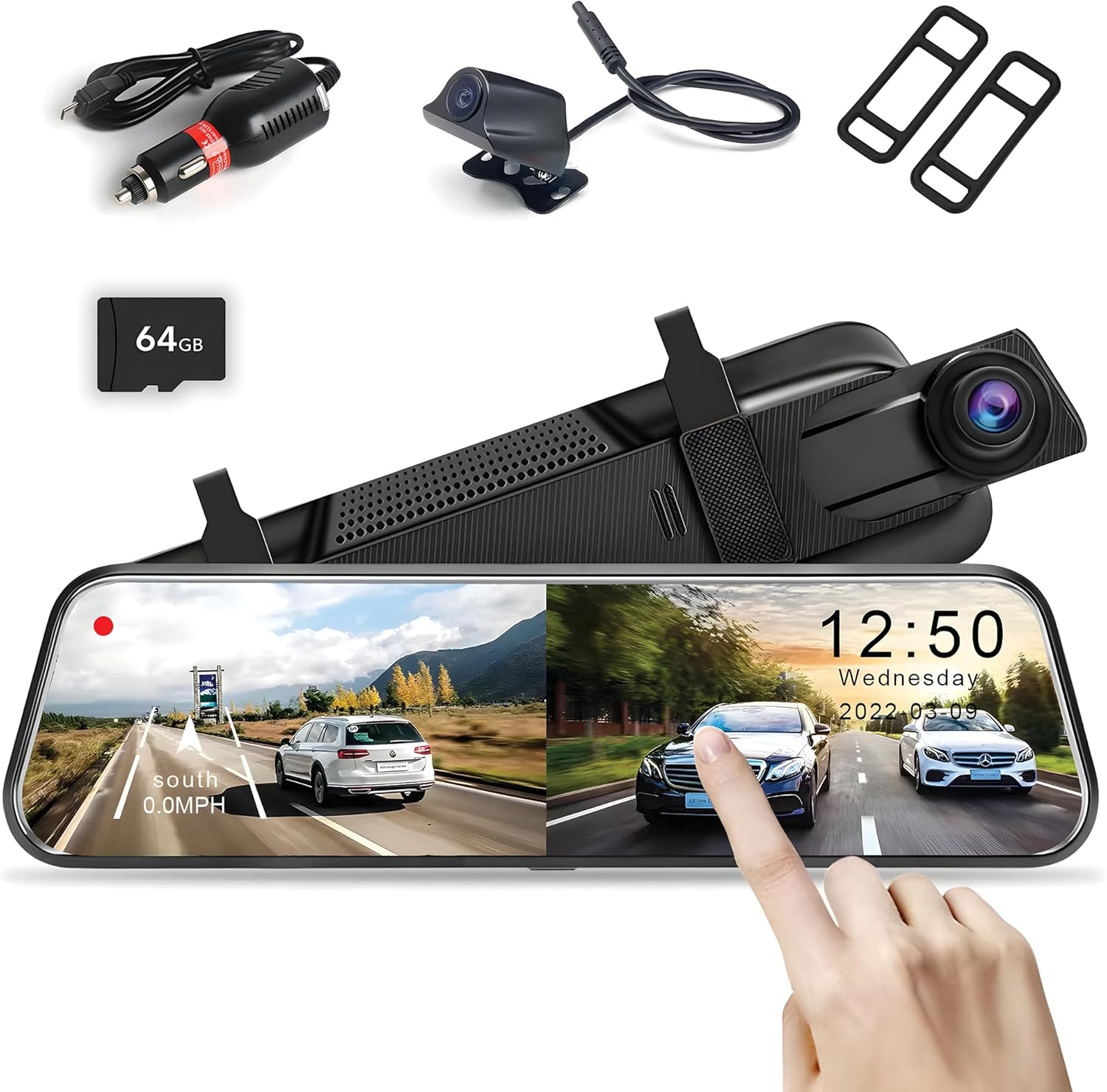 Amazon.com: 4K Rear View Mirror Camera, 12" Mirror Dash Cam Front and ...