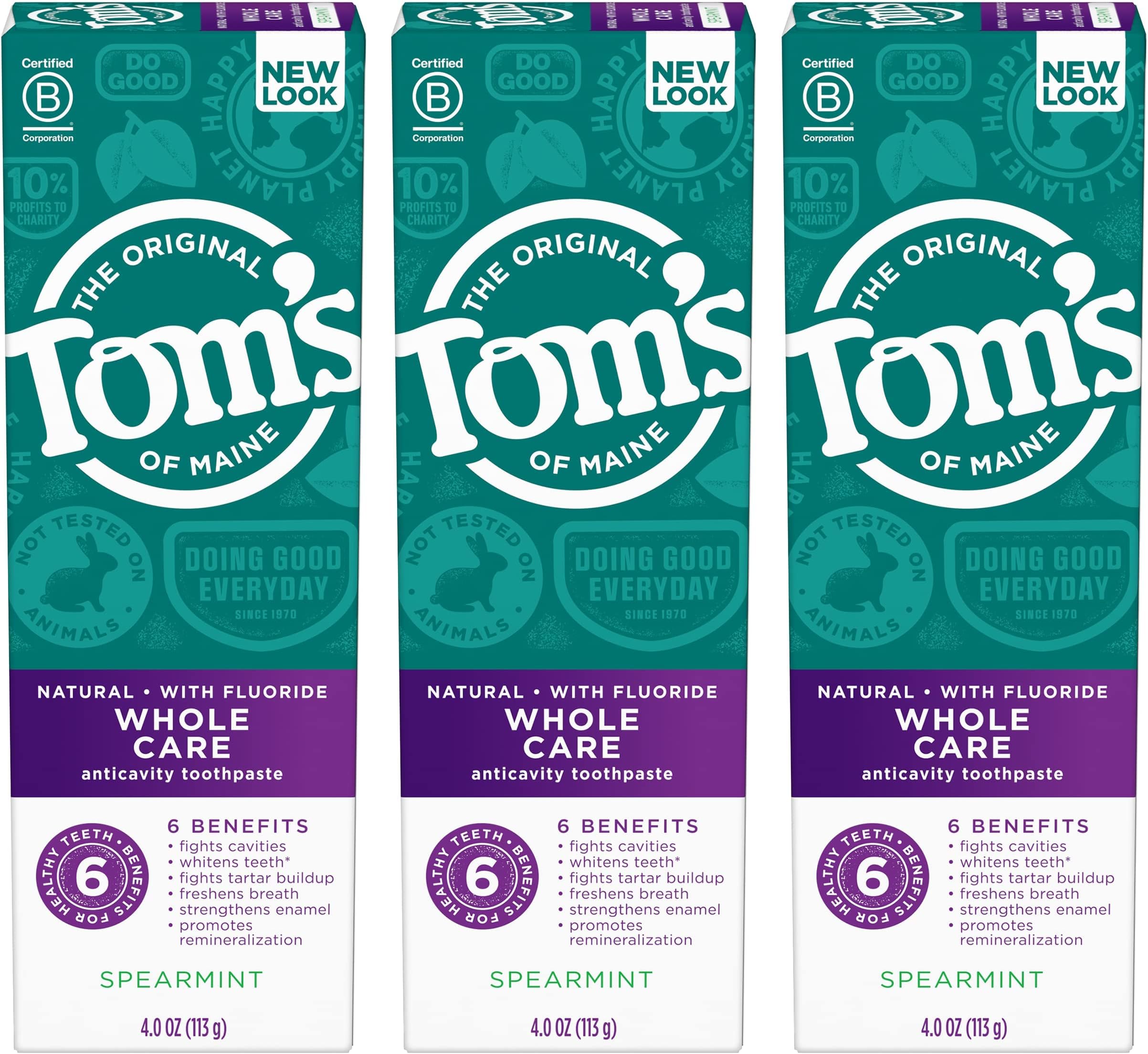 Amazon.com : Tom's of Maine Whole Care Natural Toothpaste with Fluoride ...
