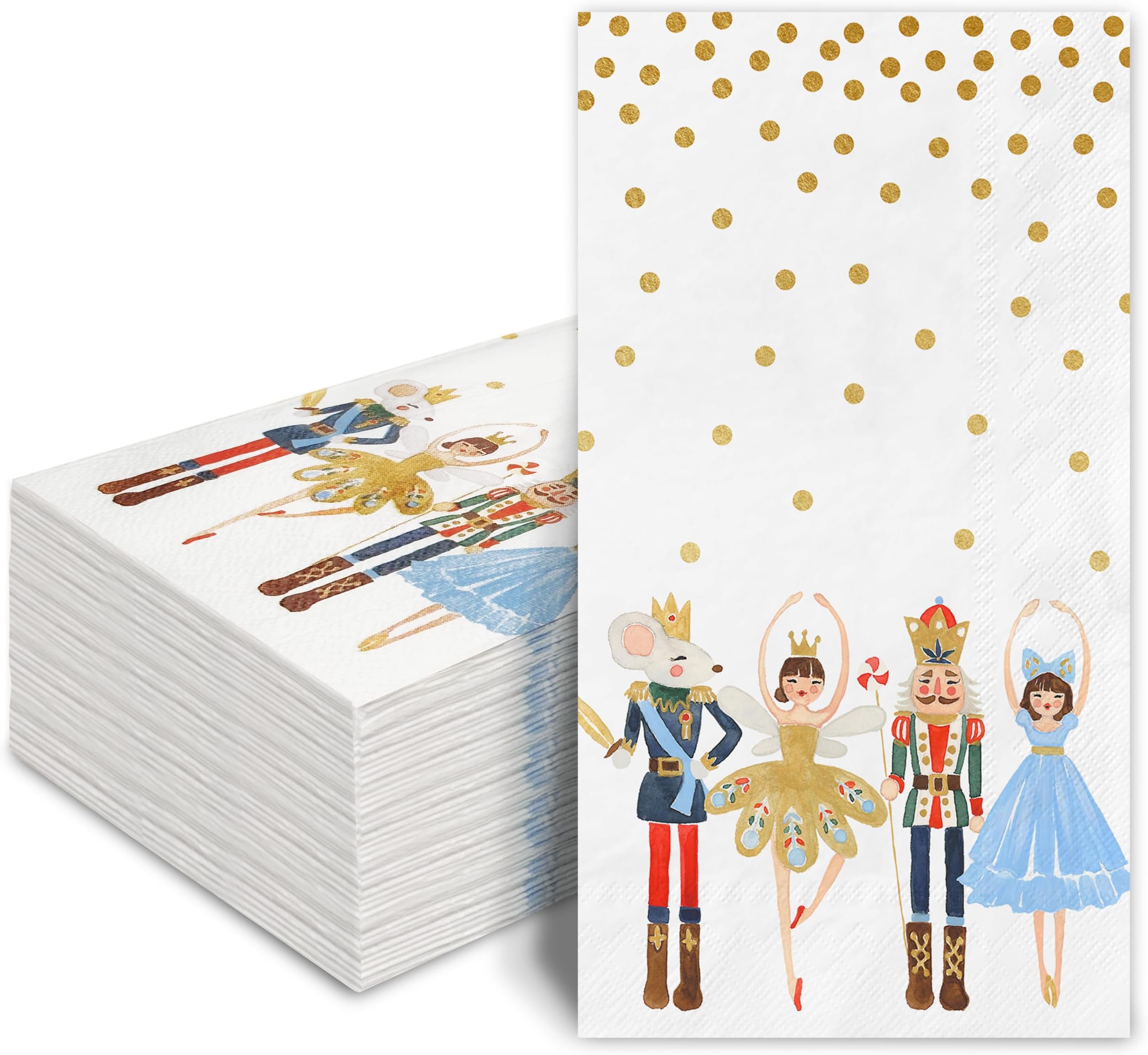 Amazon.com: Kamiilah 60Pcs Nutcracker Guest Napkins 4.3 × 7.8Inch Gold ...