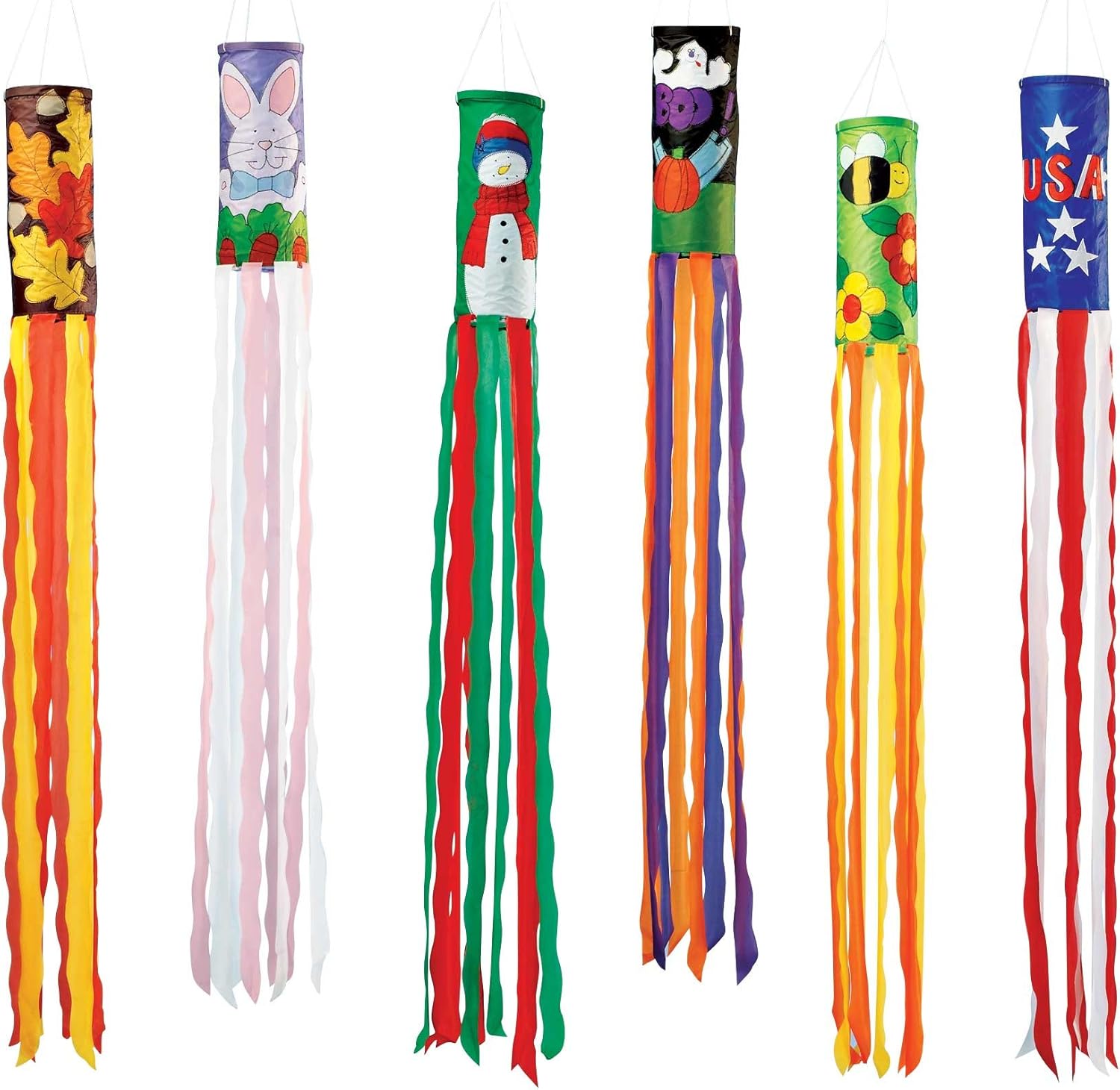 Amazon.com : Holiday Windsocks Set of 6 : Patio, Lawn & Garden