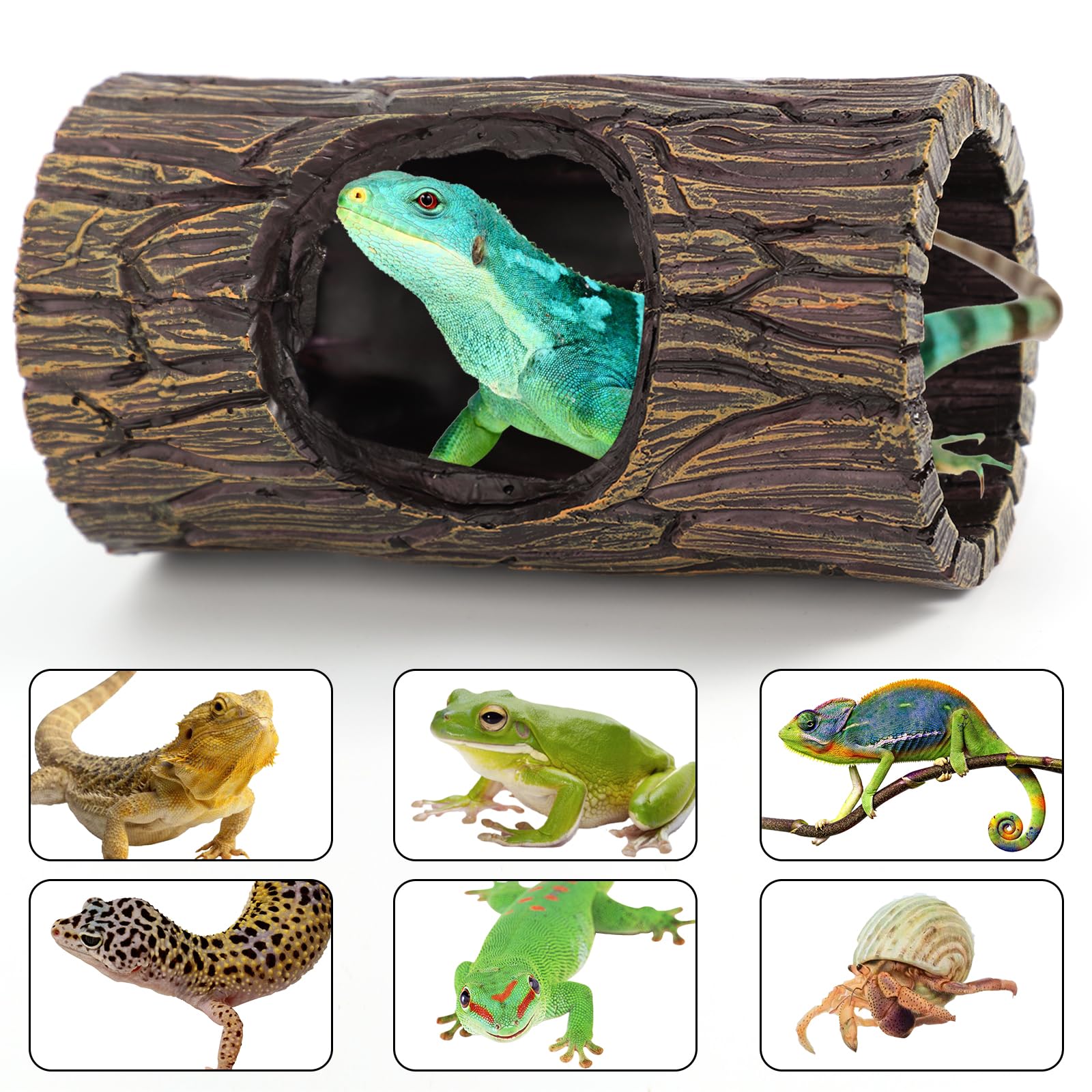 Crested Gecko Hides REPTIZOO Magnetic Reptile Hide Cave - Resin Tree ...