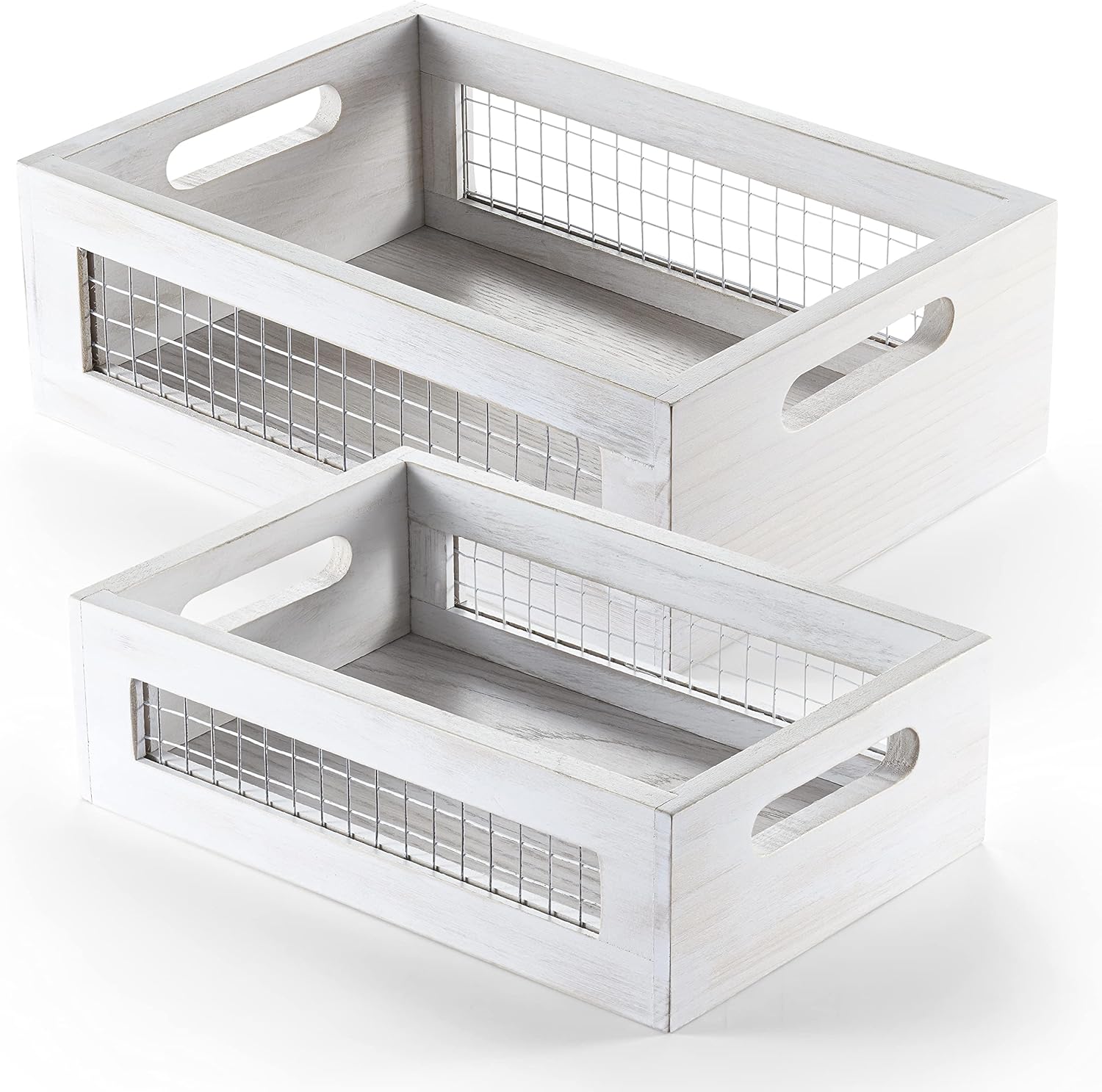 Amazon.com: NAGAWOOD Wooden Countertop Baskets Set of 2 for Kitchen ...