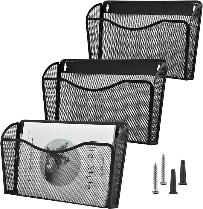 COSYAWN 3 Pack Mesh Wall Mounted File Holder Hanging Wall File ...