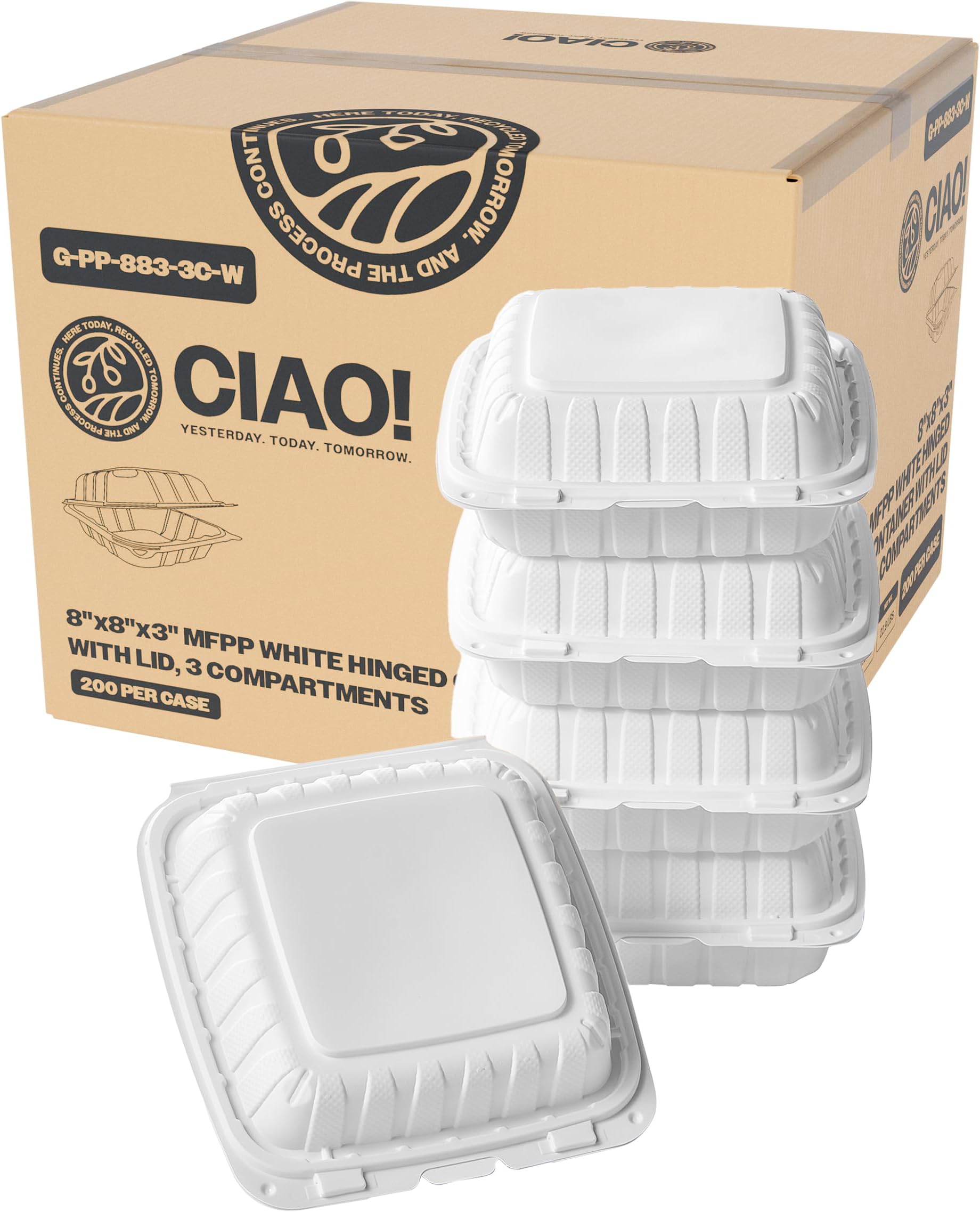 Amazon.com: World Centric 2-Compartment Clamshell Taco Container, TO-SC ...