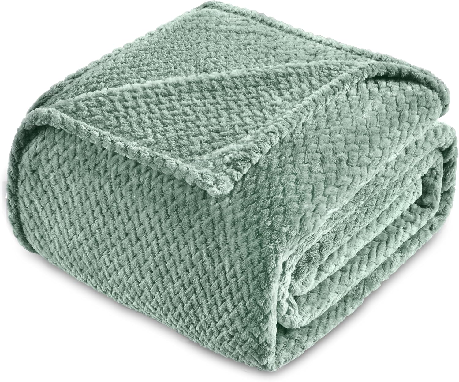 Kingole Flannel Fleece Luxury Throw Blanket, Laurel Green Queen Size ...