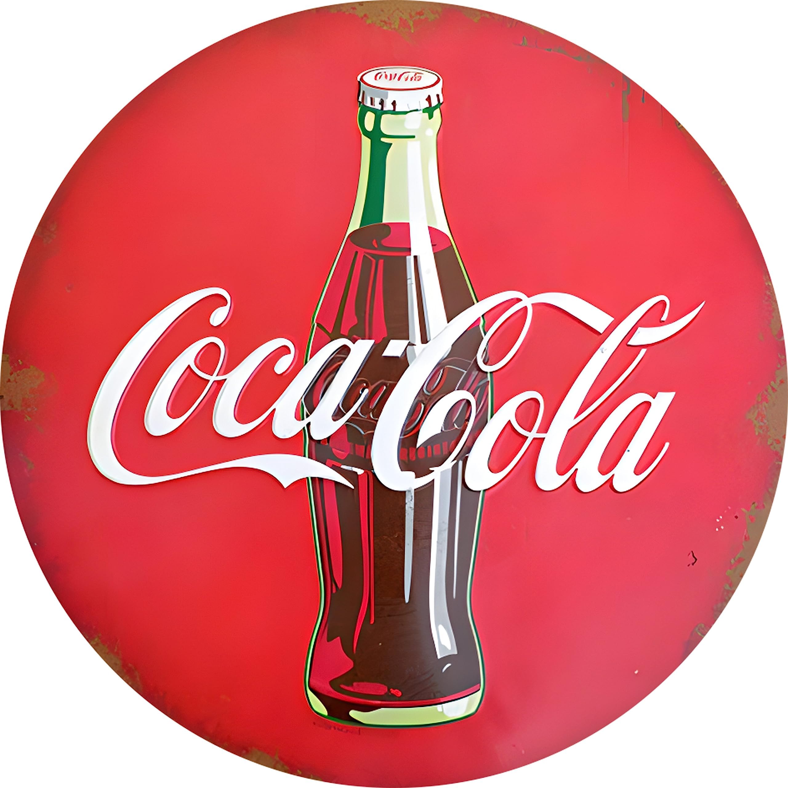 Amazon.com: Vintage Style Coca Cola Round Tin Sign, Retro Metal Round ...