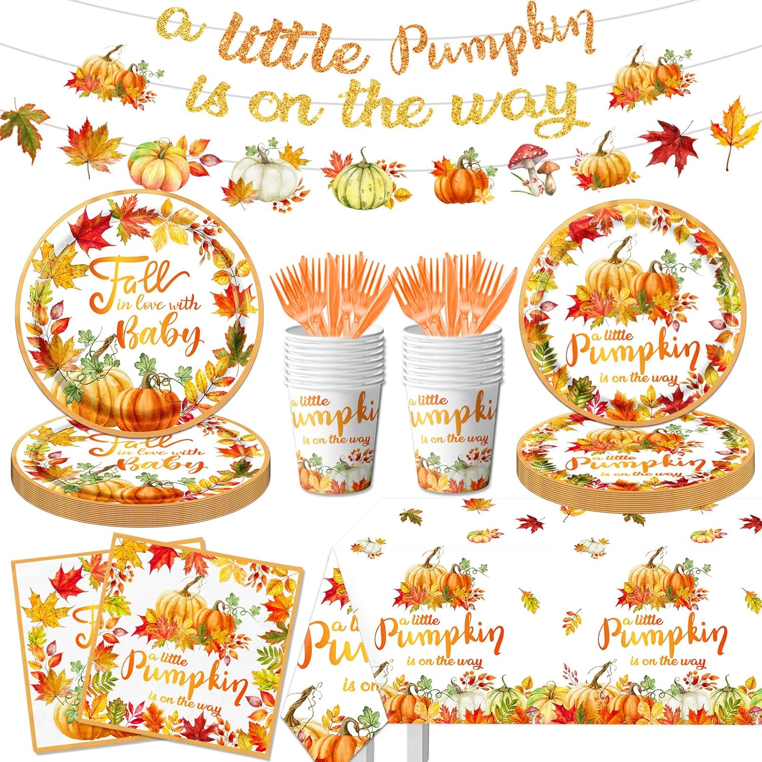 Amazon.com: A Little Pumpkin is On The Way Baby Shower Decorations ...