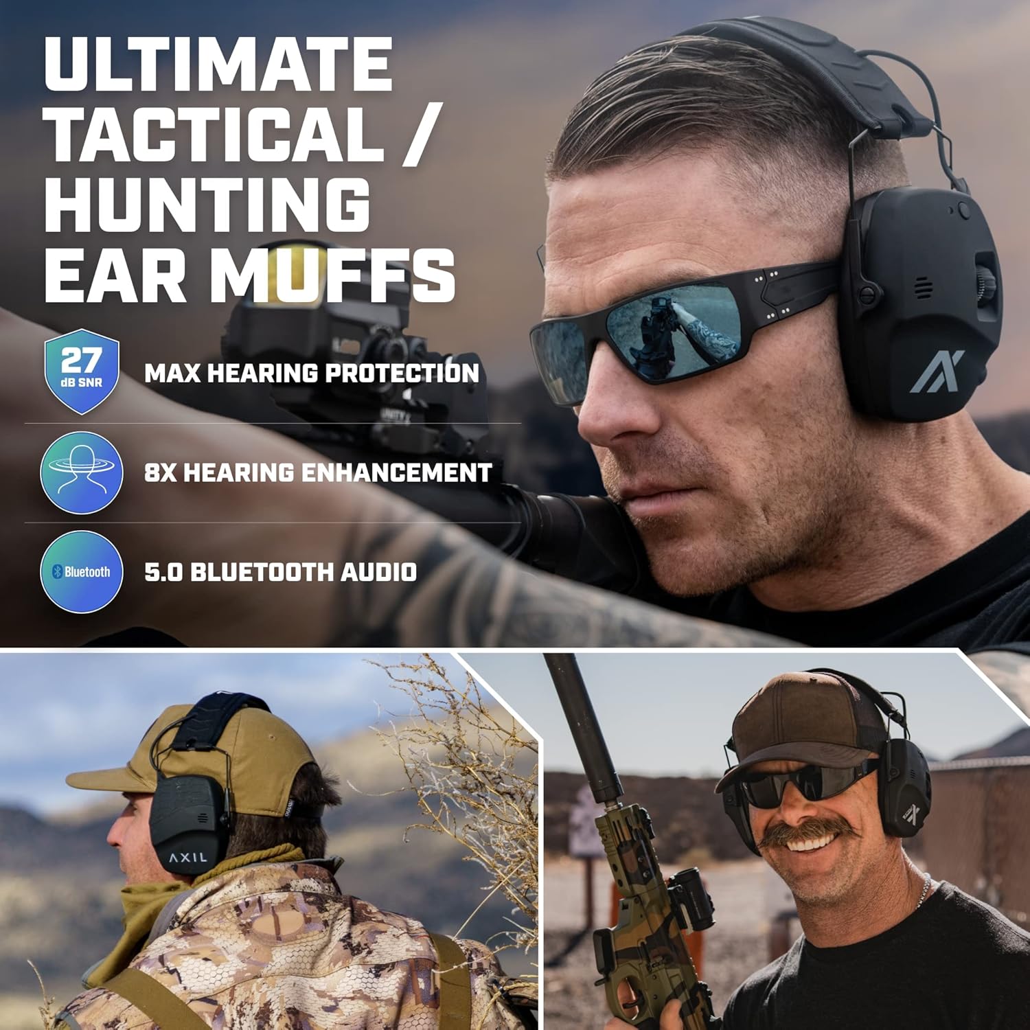 AXIL TRACKR Noise Cancelling Ear Muffs Construction & Shooting Ear ...