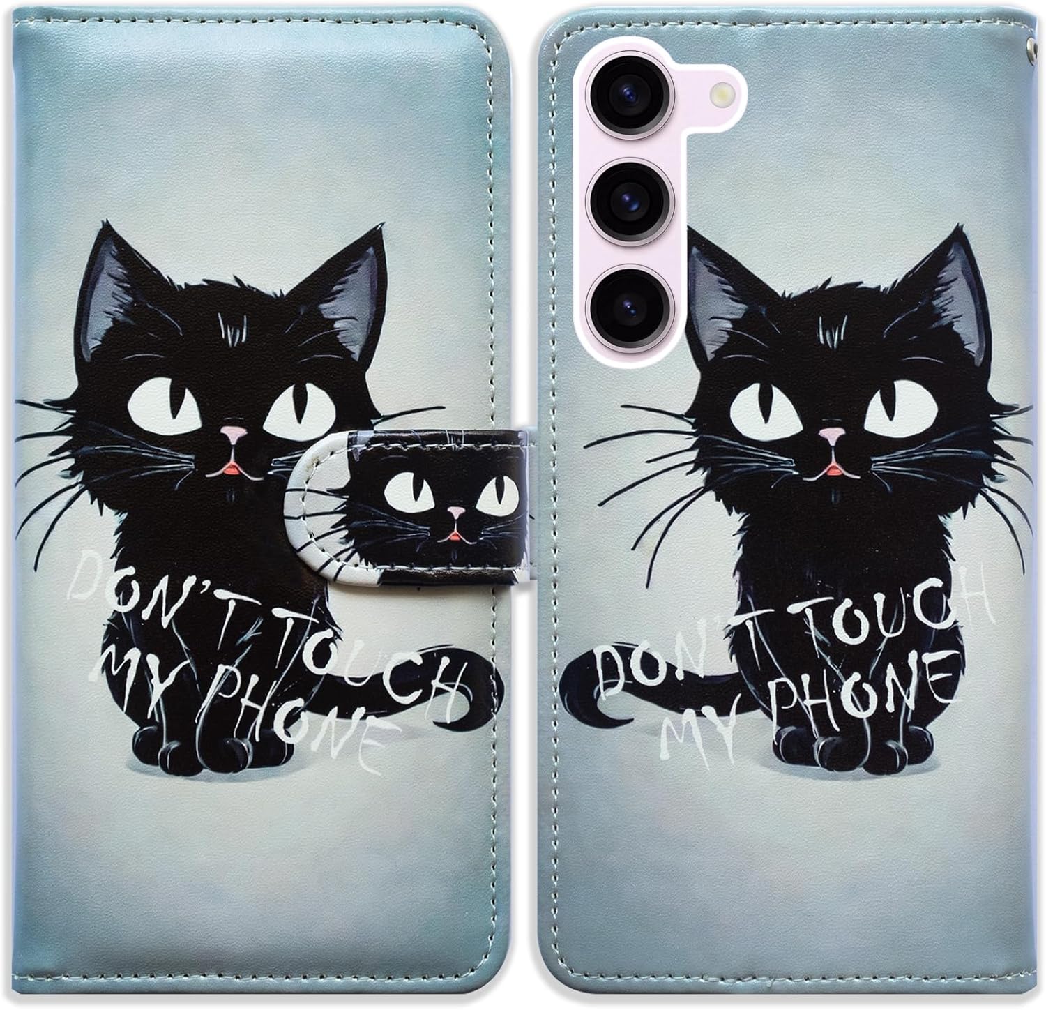 Amazon.com: Bcov Case for Samsung Galaxy S24 FE,Cute Black Cat Style ...