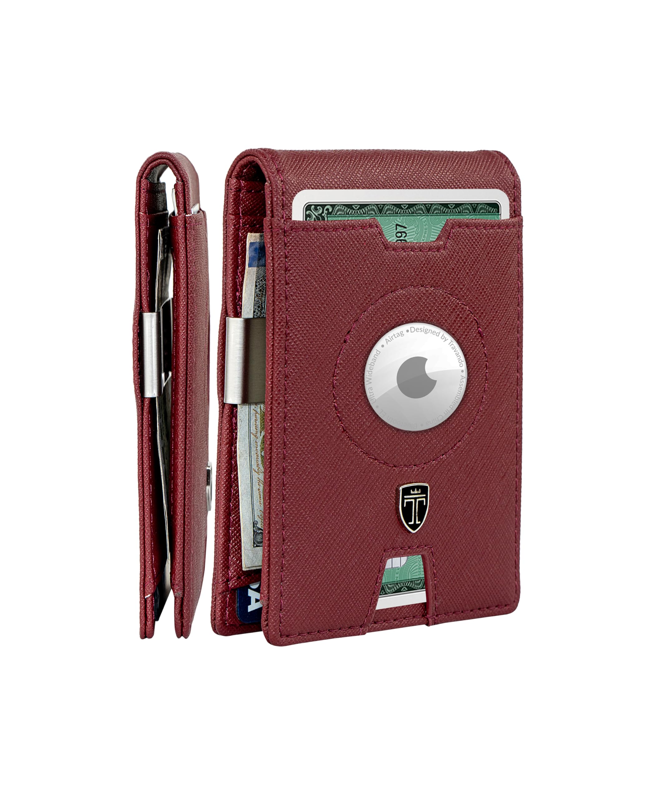 Amazon.com: TRAVANDO AirTag* Wallet Mens Wallet with Money Clip Air Tag ...