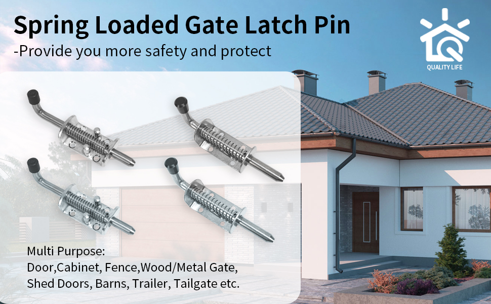 Door Latches & Bolts Plutreas Spring Loaded Gate Latch Pin 5 Inch ...