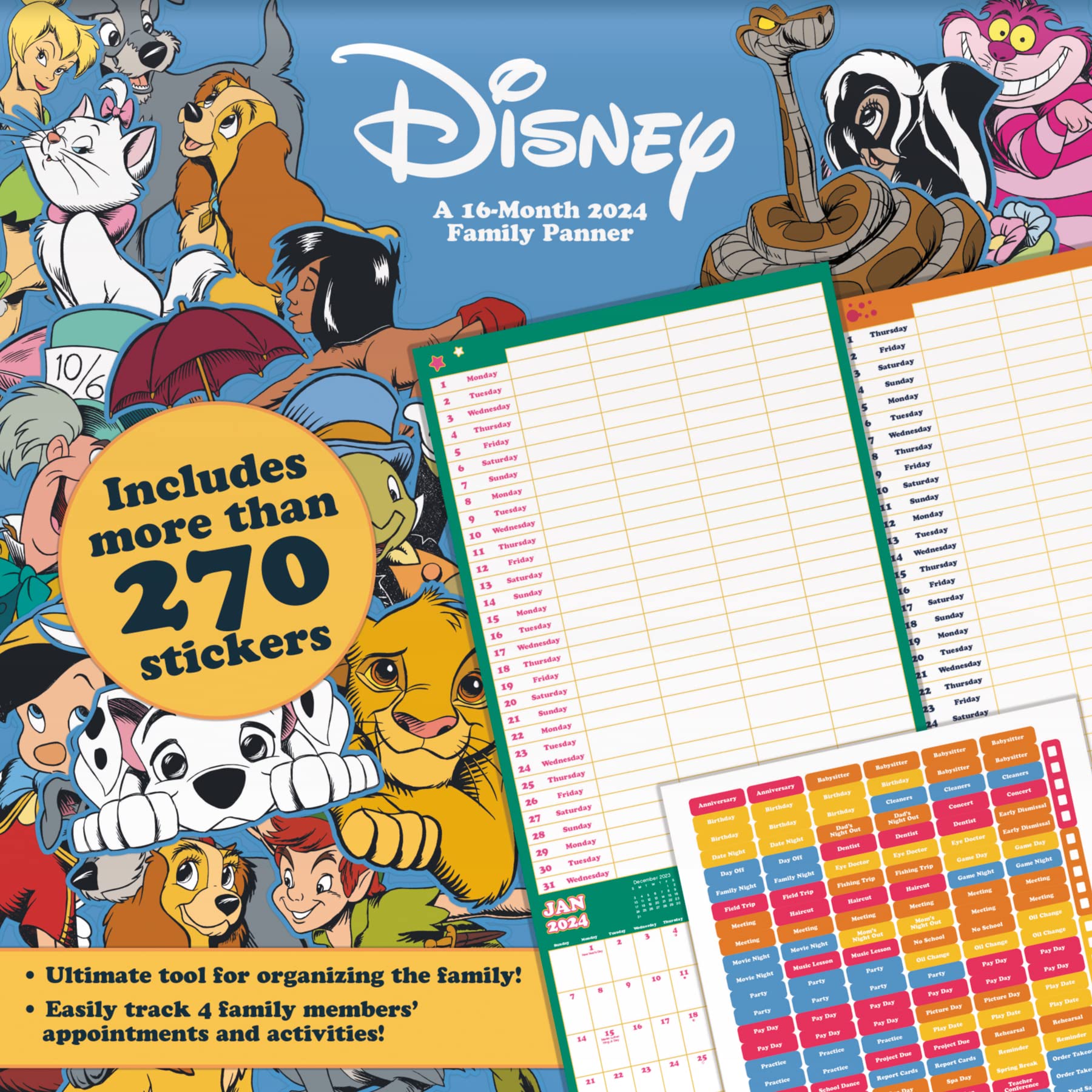 2024 Disney Classics Family Planner Wall Calendar with Reminder ...