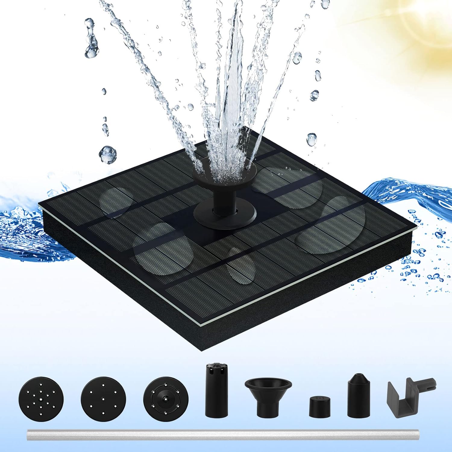 LEDGLE Solar Water Fountain, 2W Square Solar Fountain Pump, 180L/H, 7 ...