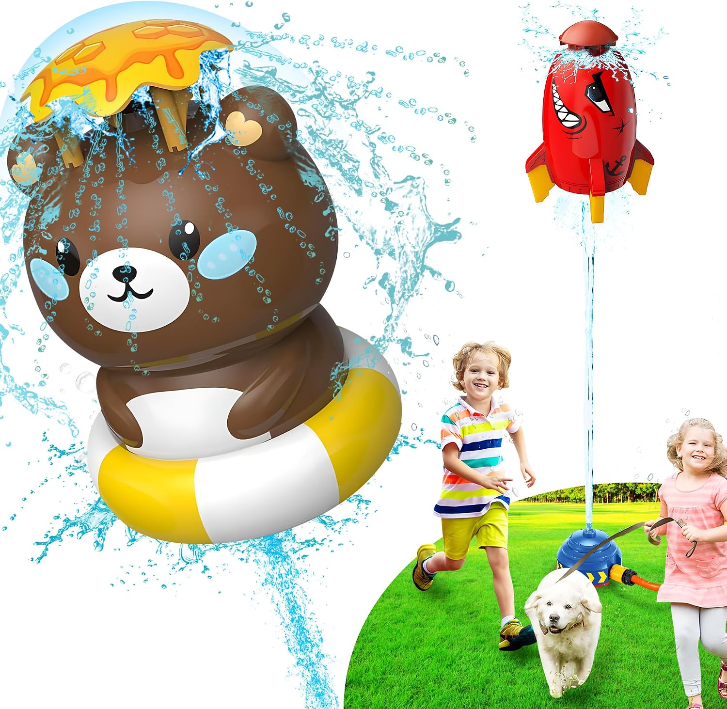 Amazon.com: ROHSCE Outside Water Sprinkler for Kids, 360° Rotating Kids ...