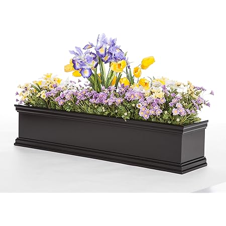 Amazon.com : 42 Inch Modern Black Fiberglass Window Box Planter : Patio ...