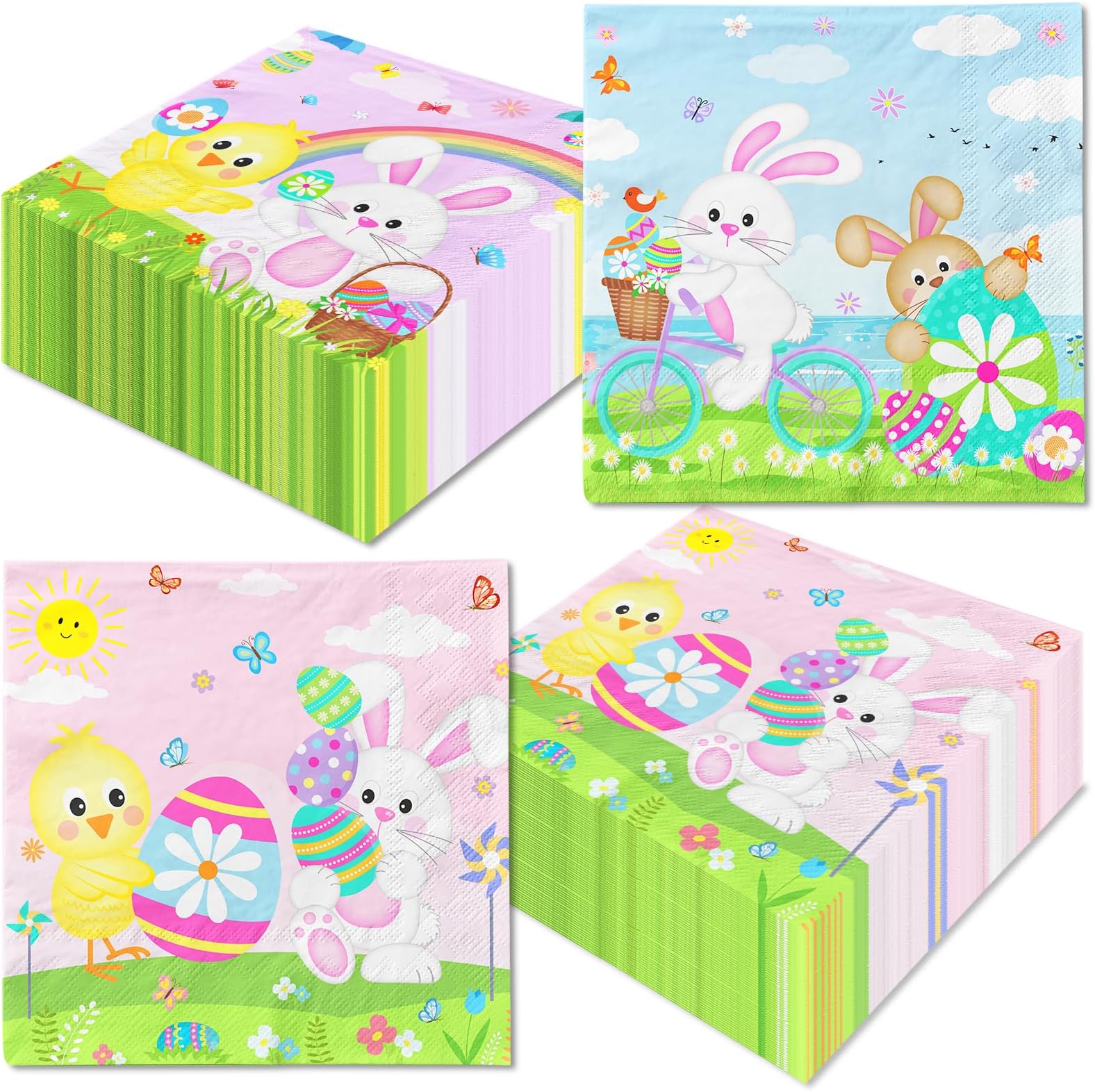 Amazon.com: 40Pcs Easter Napkins Paper with Happy Easter Bunny Chick ...
