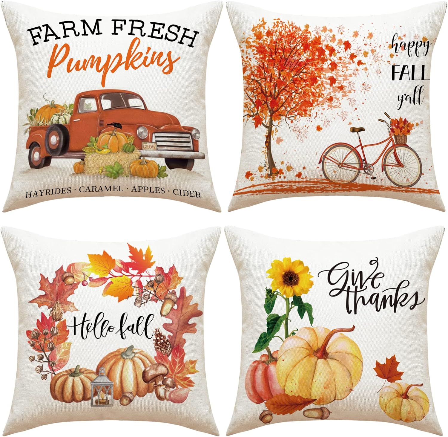 Amazon.com: YMQIANYU Autumn Pillow Covers - Pumpkin Fall Decorative Set ...