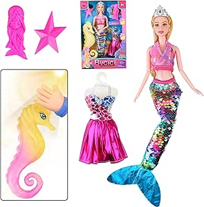 Amazon.com: Mermaid Doll Playset, Color Changing Mermaid Tail Scales ...