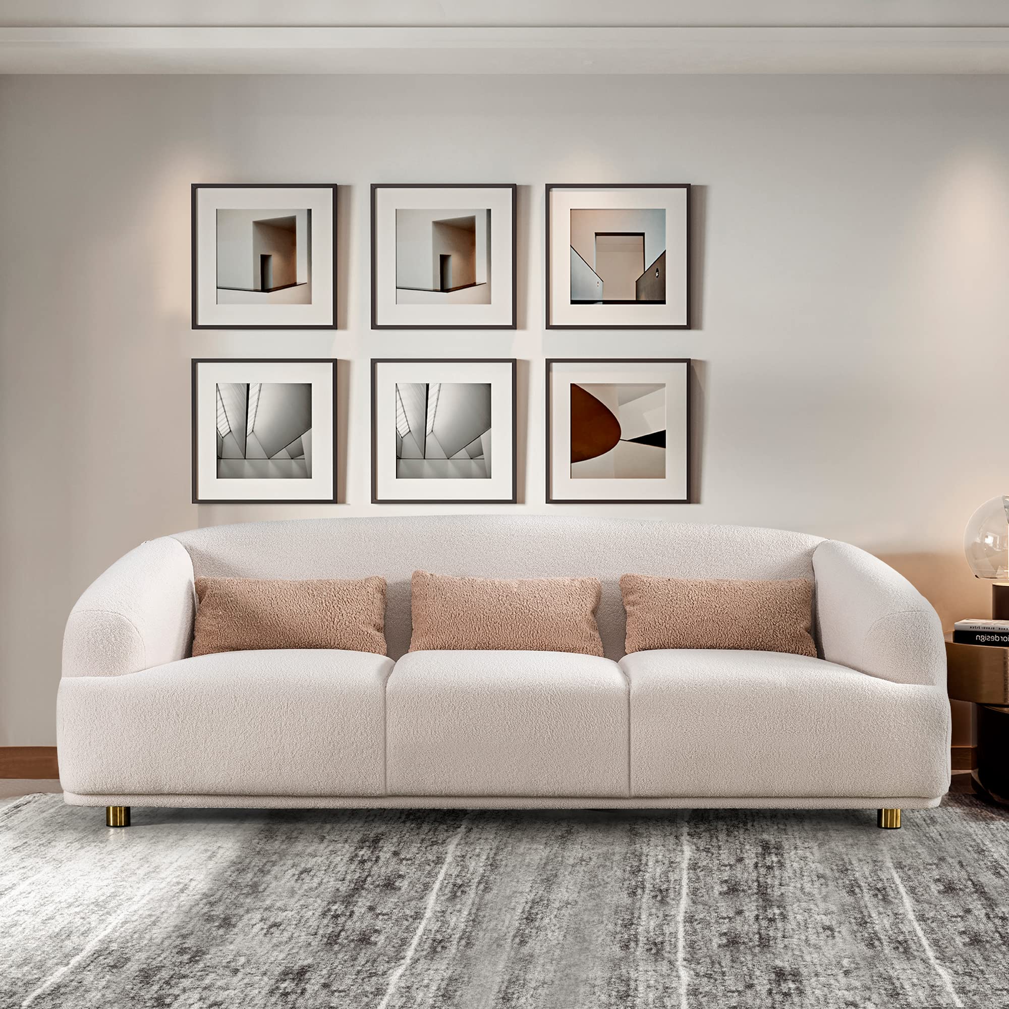 Acanva Modern Barrel Back T-Shaped Seat Cushion Design Living Room Sofa ...