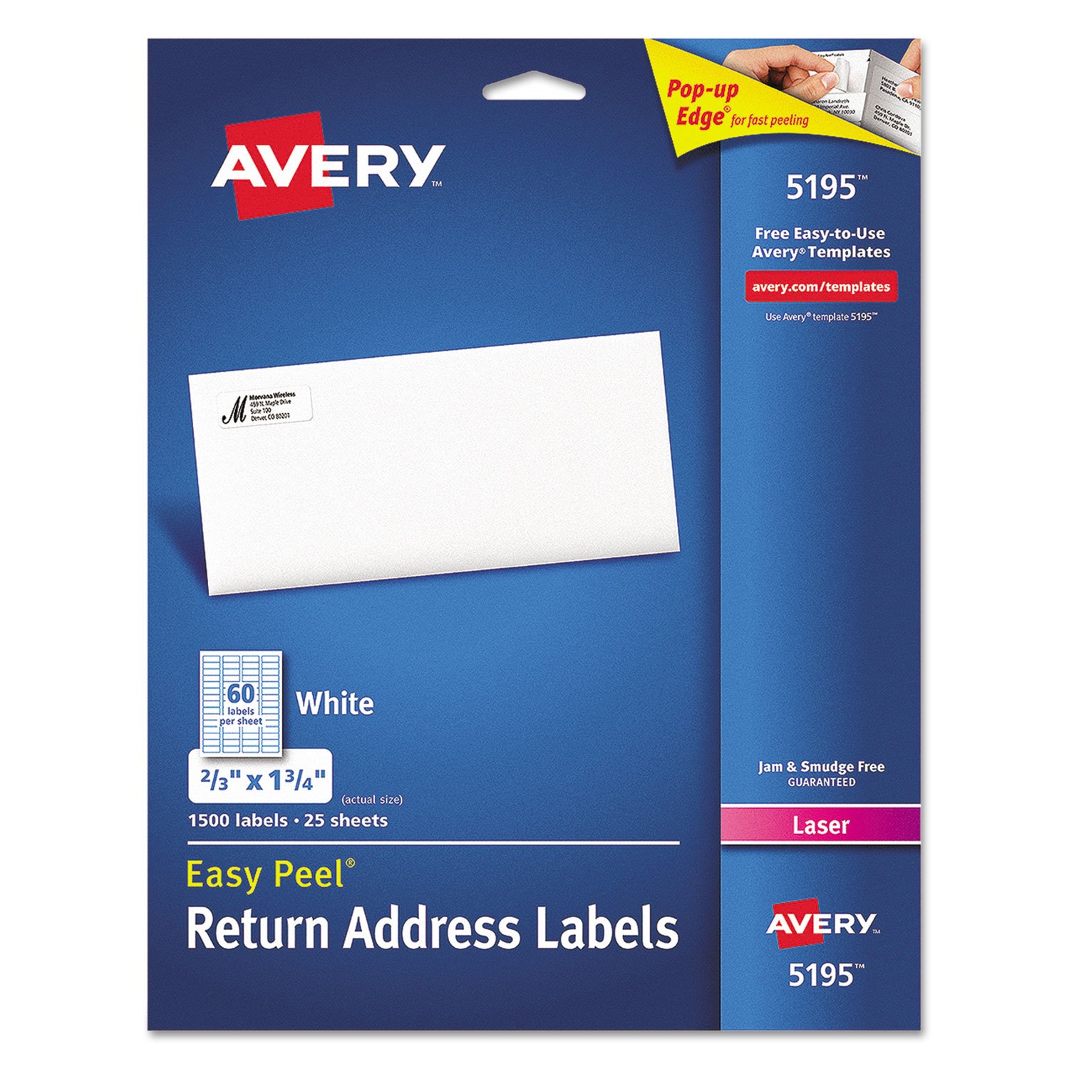 Amazon.com : Avery 5195 Laser Labels, Mailing, 2/3-Inch x1-3/4-Inch ...
