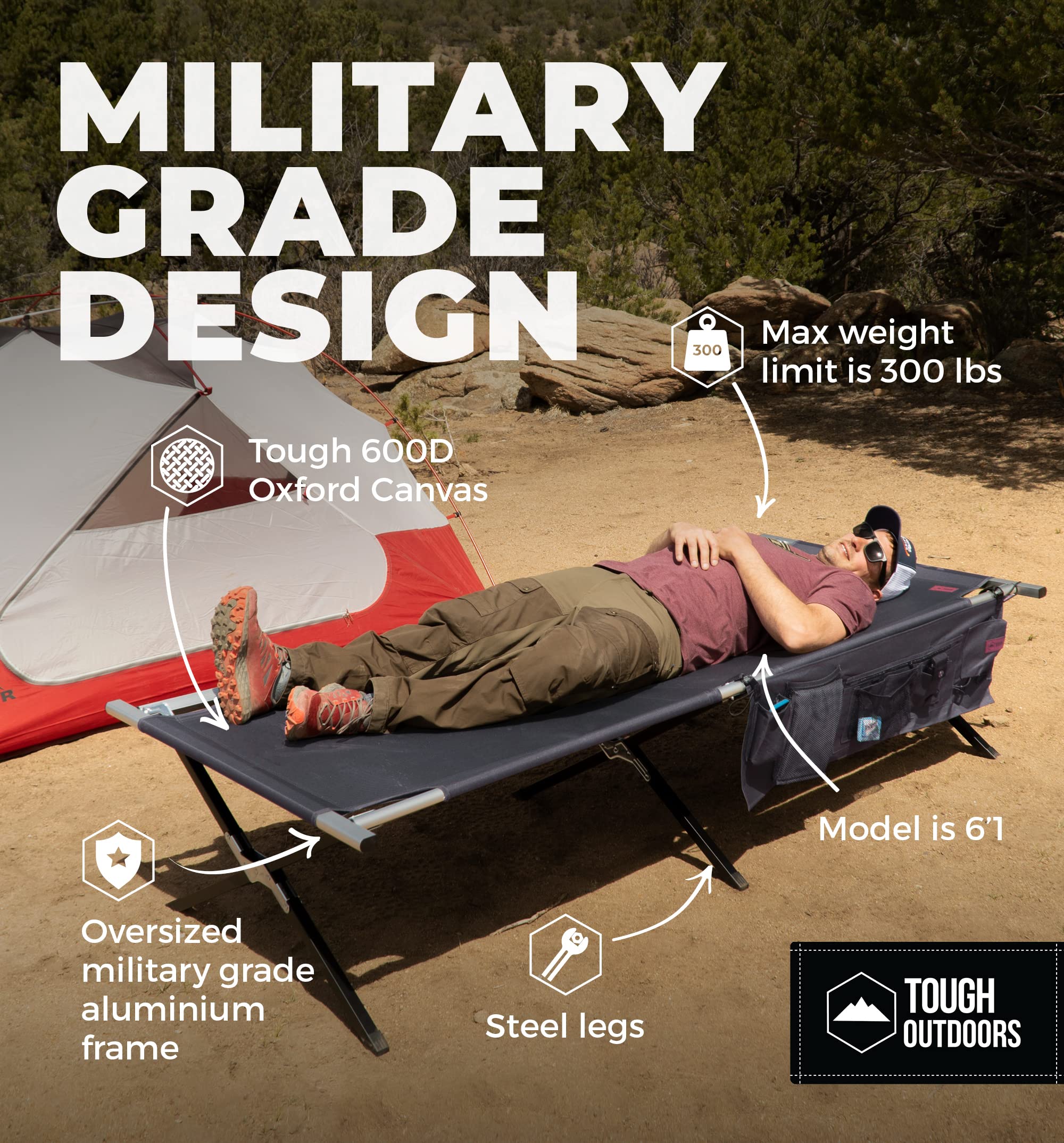 Snapklik.com : Tough Outdoors Camping Cot For Adults- Folding Sleeping ...