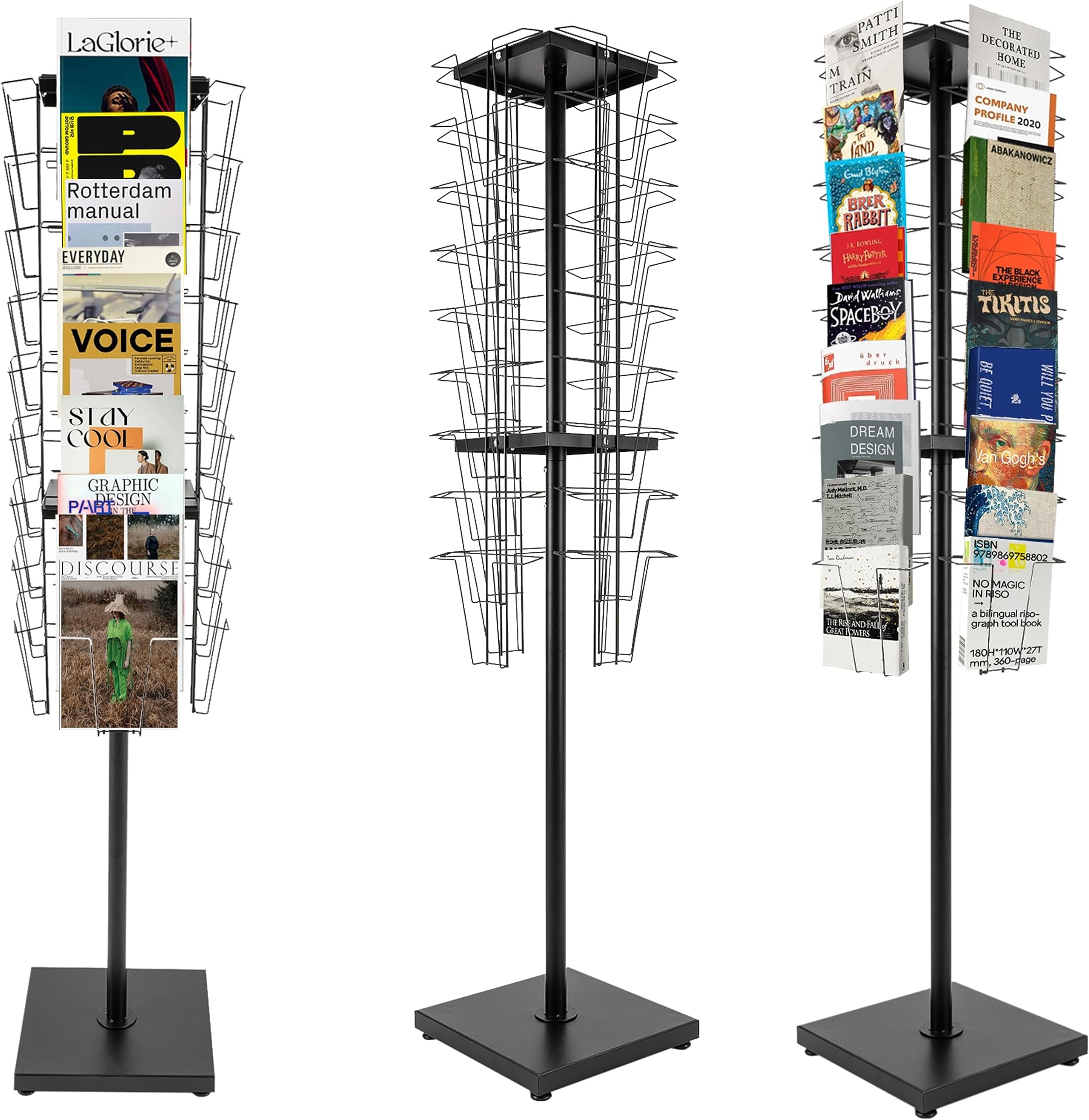 Amazon.com : Wire Display Rack for Books or DVDs, 24-Pocket Floor ...