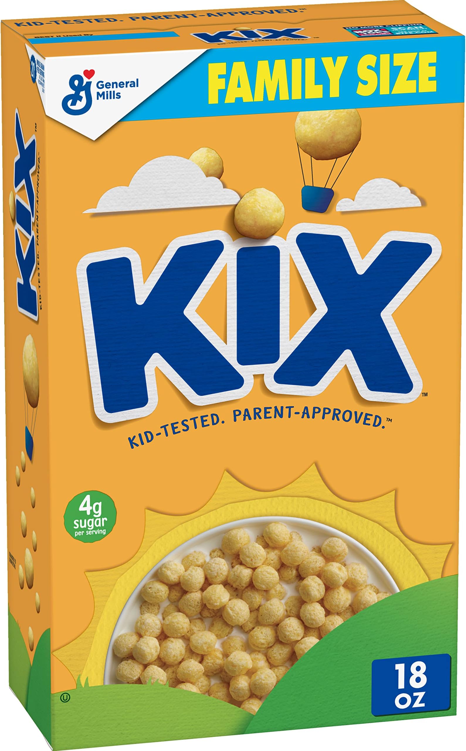 Amazon.com: Kix Whole Grain Breakfast Cereal, Crispy Corn Cereal Puffs ...