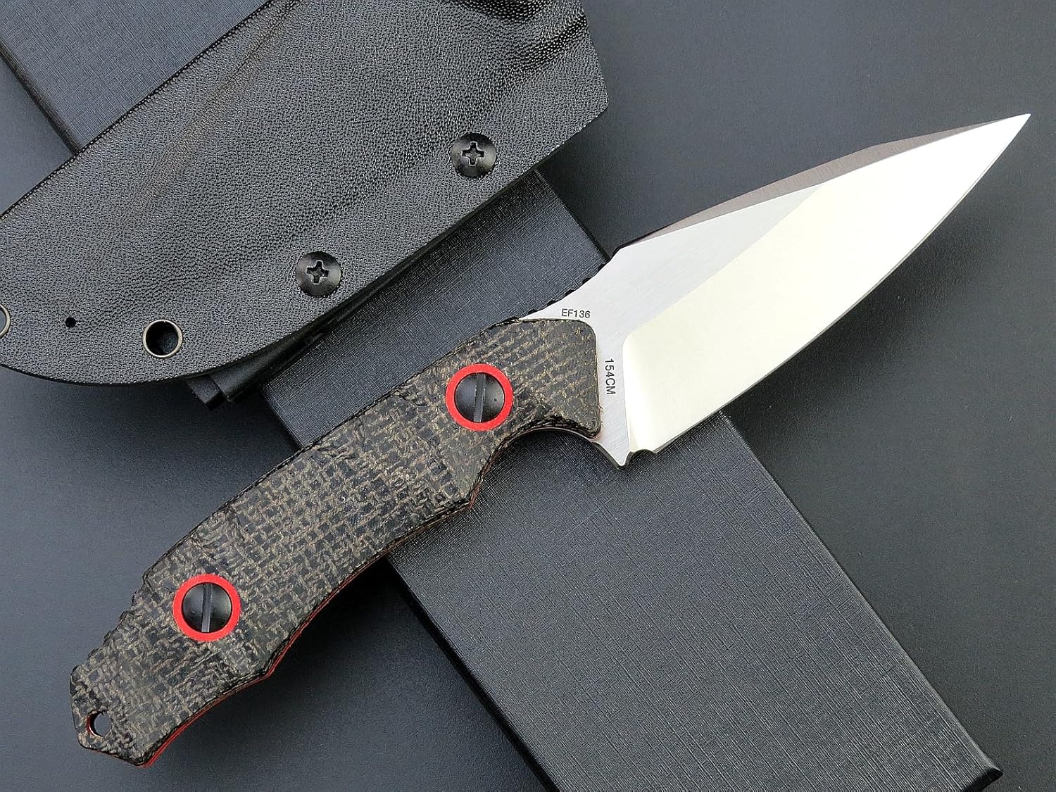 EF136 Fixed Blade Knife 154CM Steel Blade Micarta Handle Full Tang EDC ...