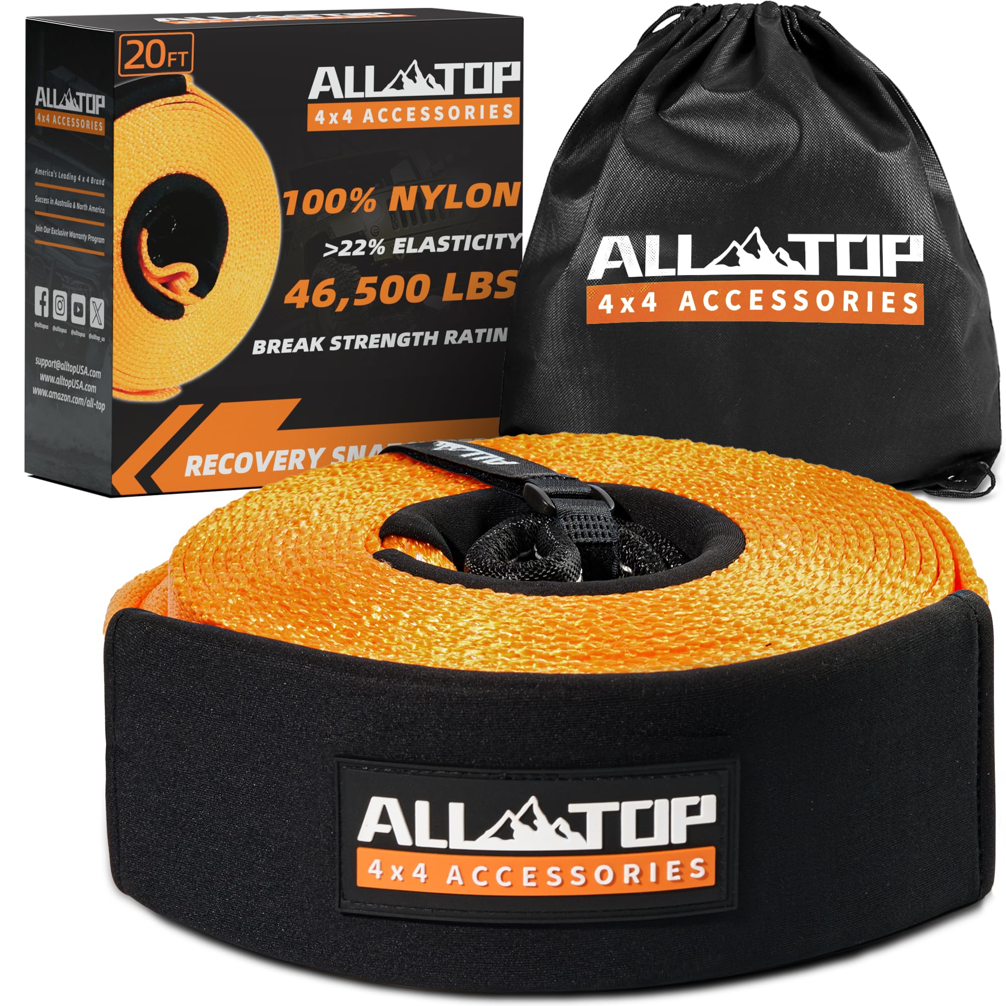 Snapklik.com : ALL-TOP Recovery Snatch Strap, 4in X 20ft - 46500Lbs ...