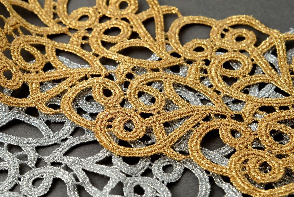 Amazon.com: SILVER Beaded Sequin Metallic Lace Trim for Bridal, Costume ...
