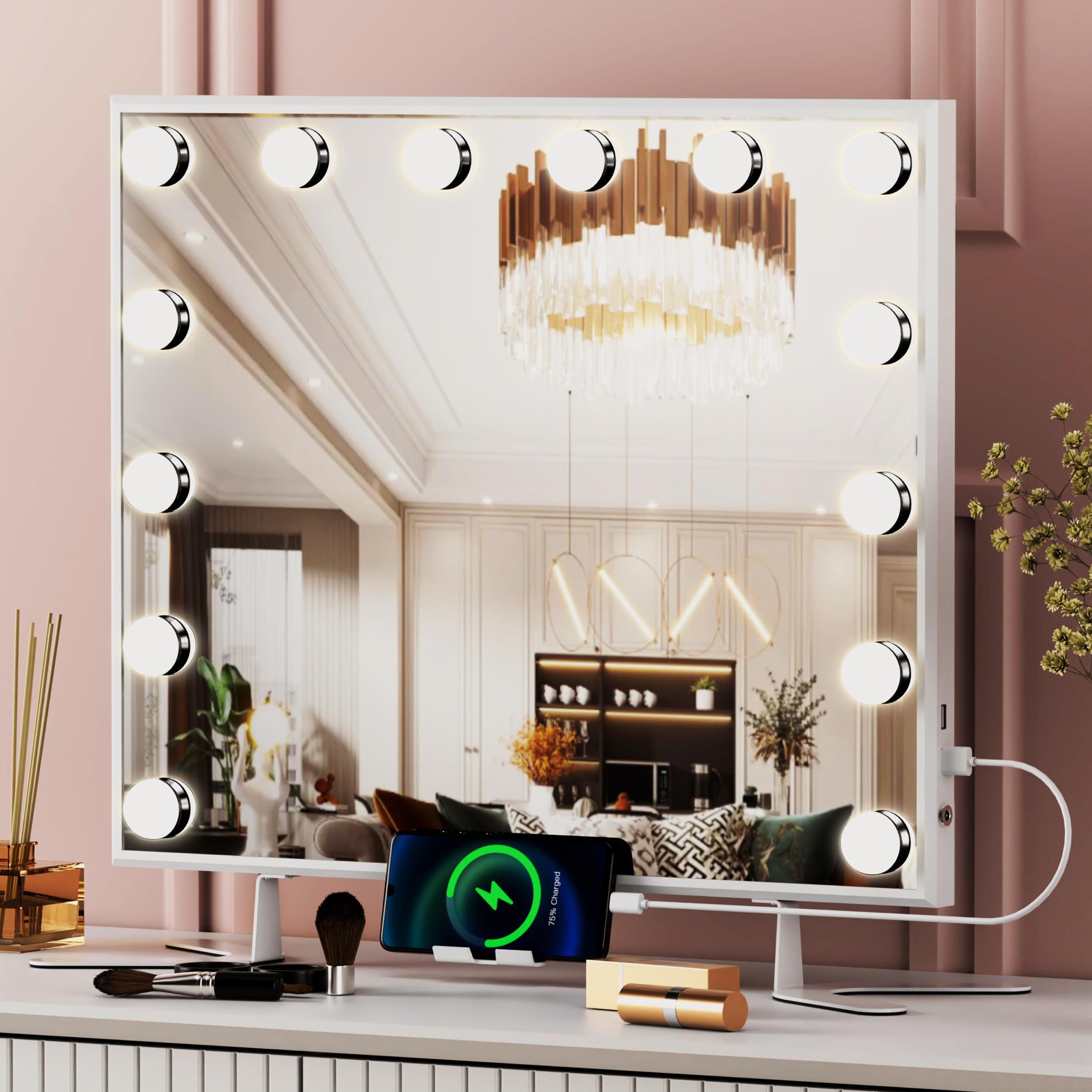 Anbuy Hollywood Vanity Mirror with Lights, Large Vanity Lighted Mirror ...