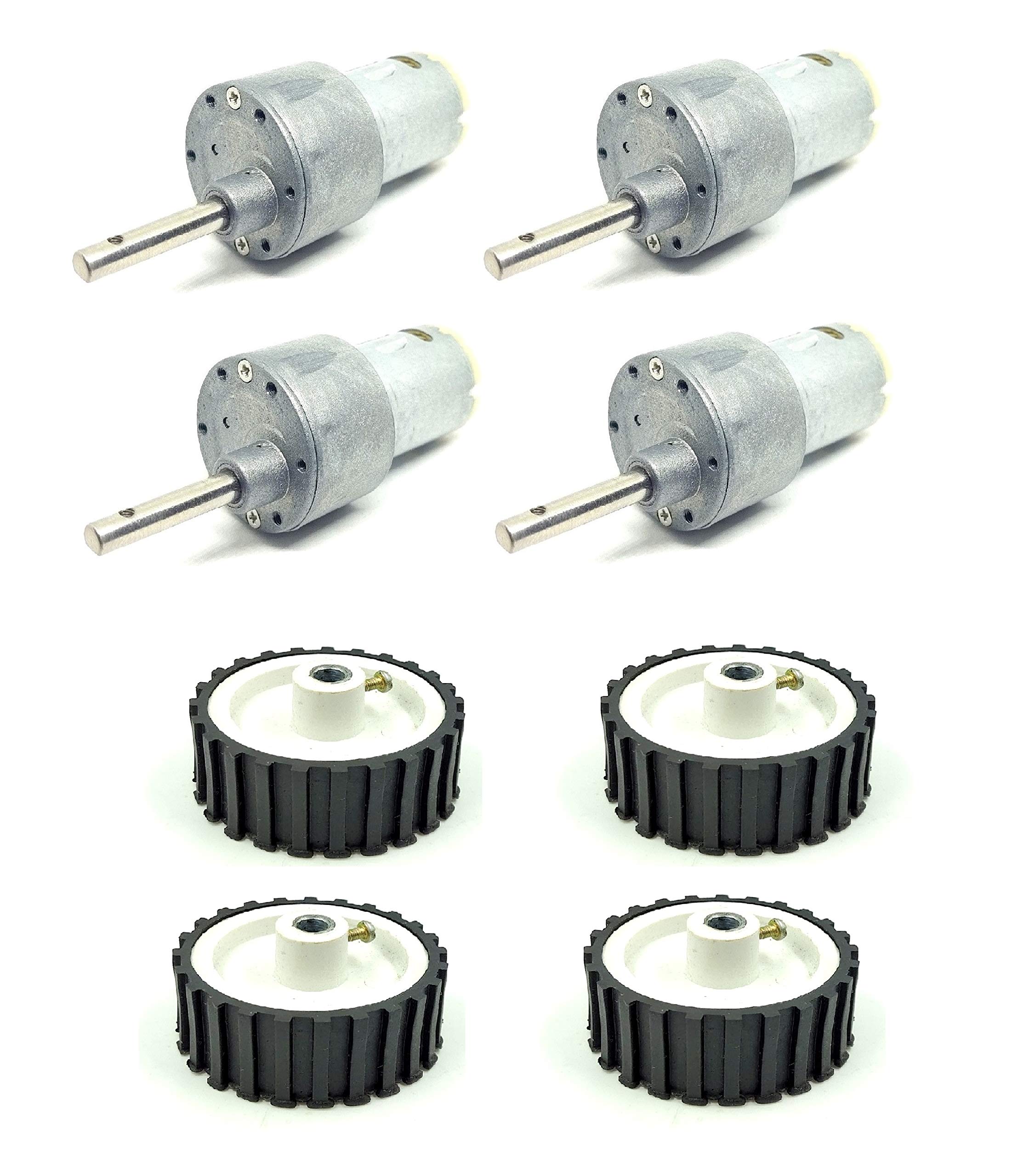 Buy INVENTO 4pcs 12v 10 Kg-cm 300 RPM Side Shaft High Torque Geared DC ...