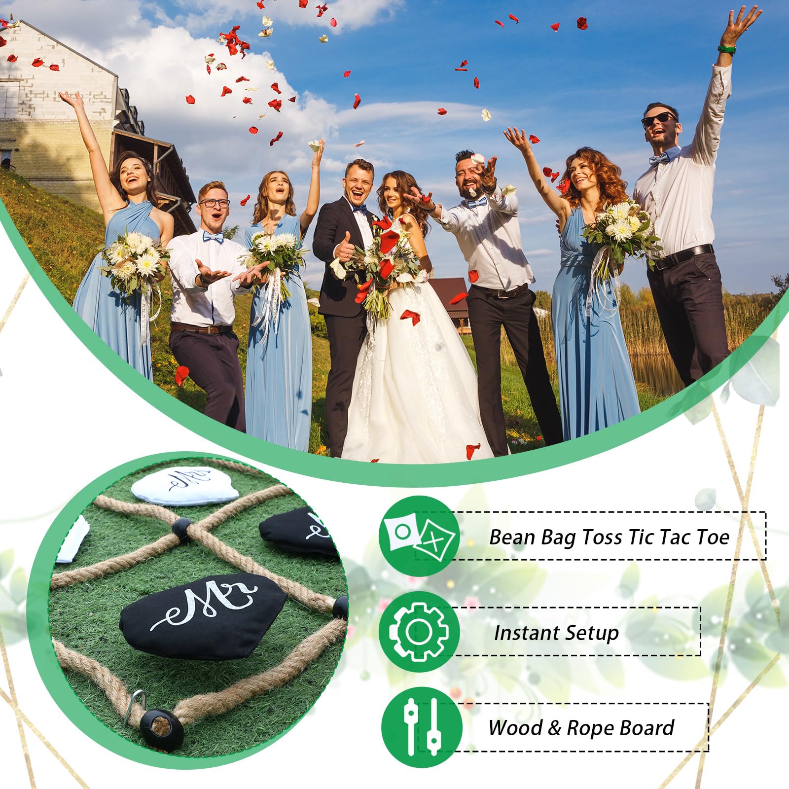 3 x 3 ft Wedding Tic Tac Toe Game for Reception Instant Setup No ...