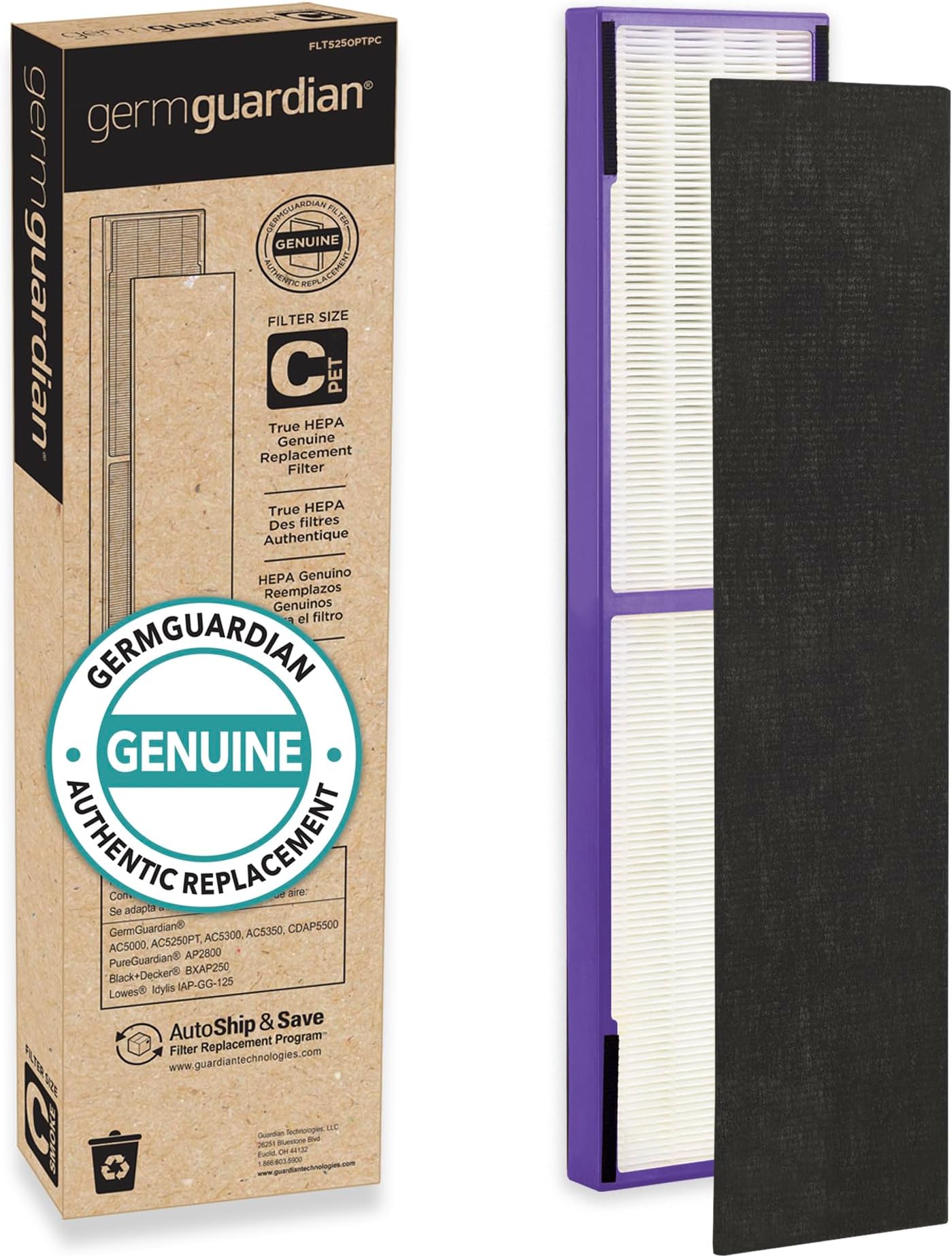 Amazon.com: Germ Guardian FLT5250PT True HEPA Genuine Air Purifier ...