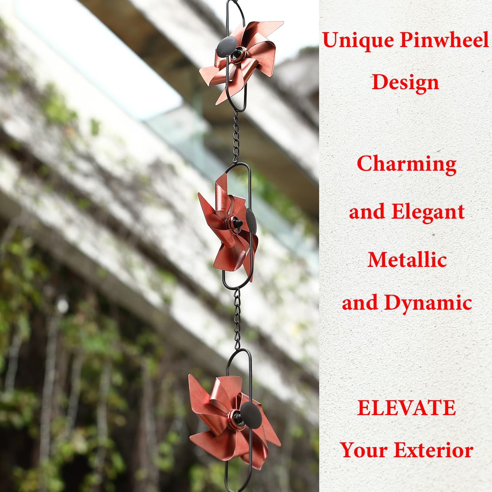Snapklik.com : 8.5FT Rain Chain, Metal Pinwheel Rain Chains For Gutters ...