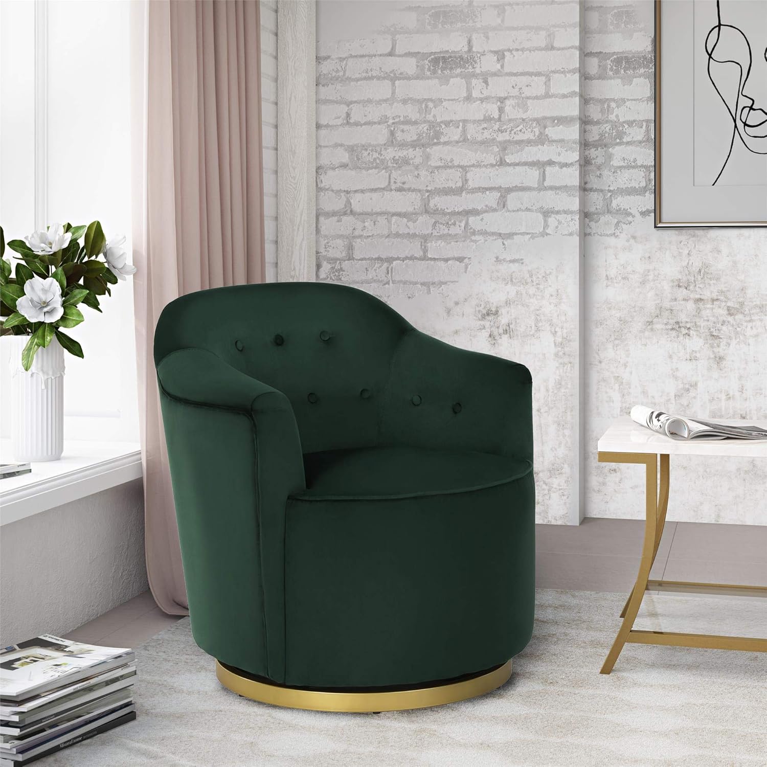 Amazon.com: Novogratz DL8452-GN Azalea Swivel Lounge Chair Green ...