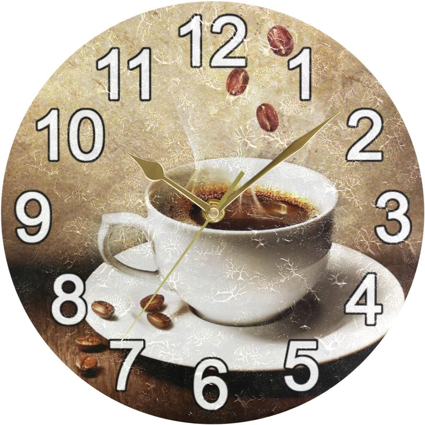 Amazon.com: BOENLE Coffee Cup Beans Wall Clock Non Ticking Silent ...