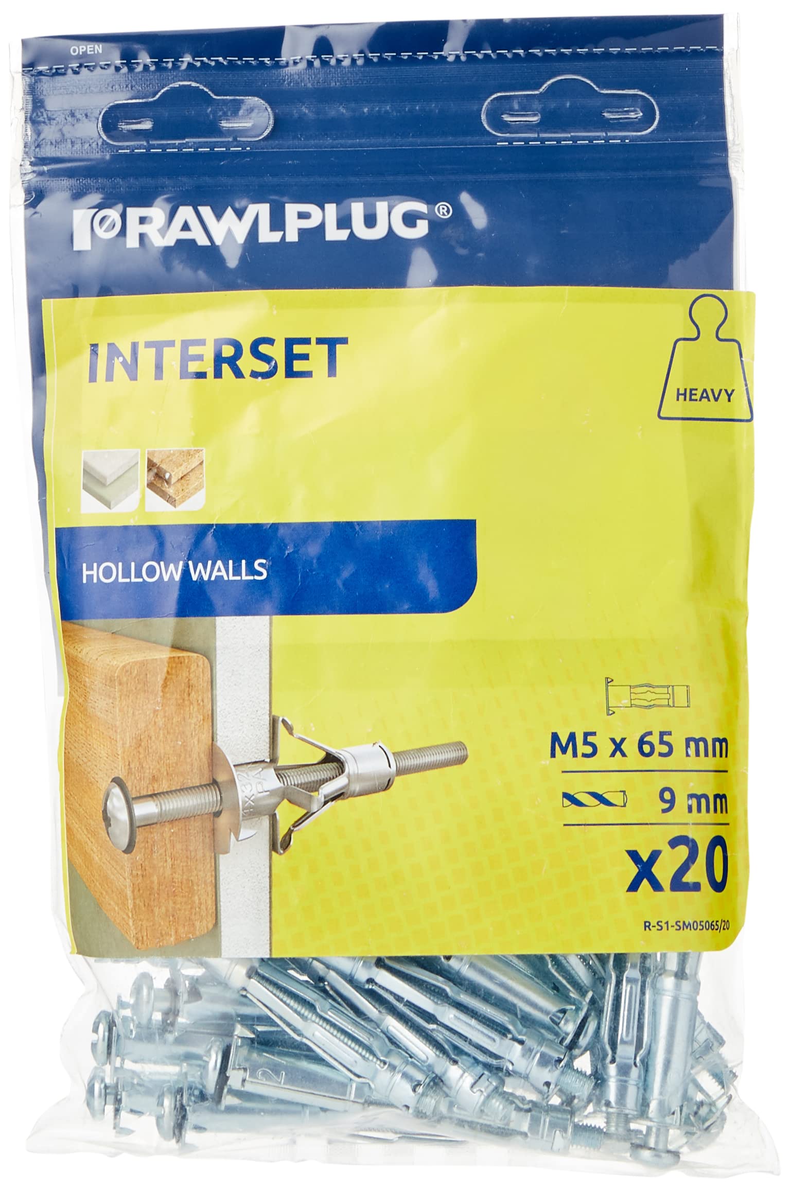Rawlplug 41 657 Interset Cavity Fixings and Screws (Pack of 20) - M5x65 ...