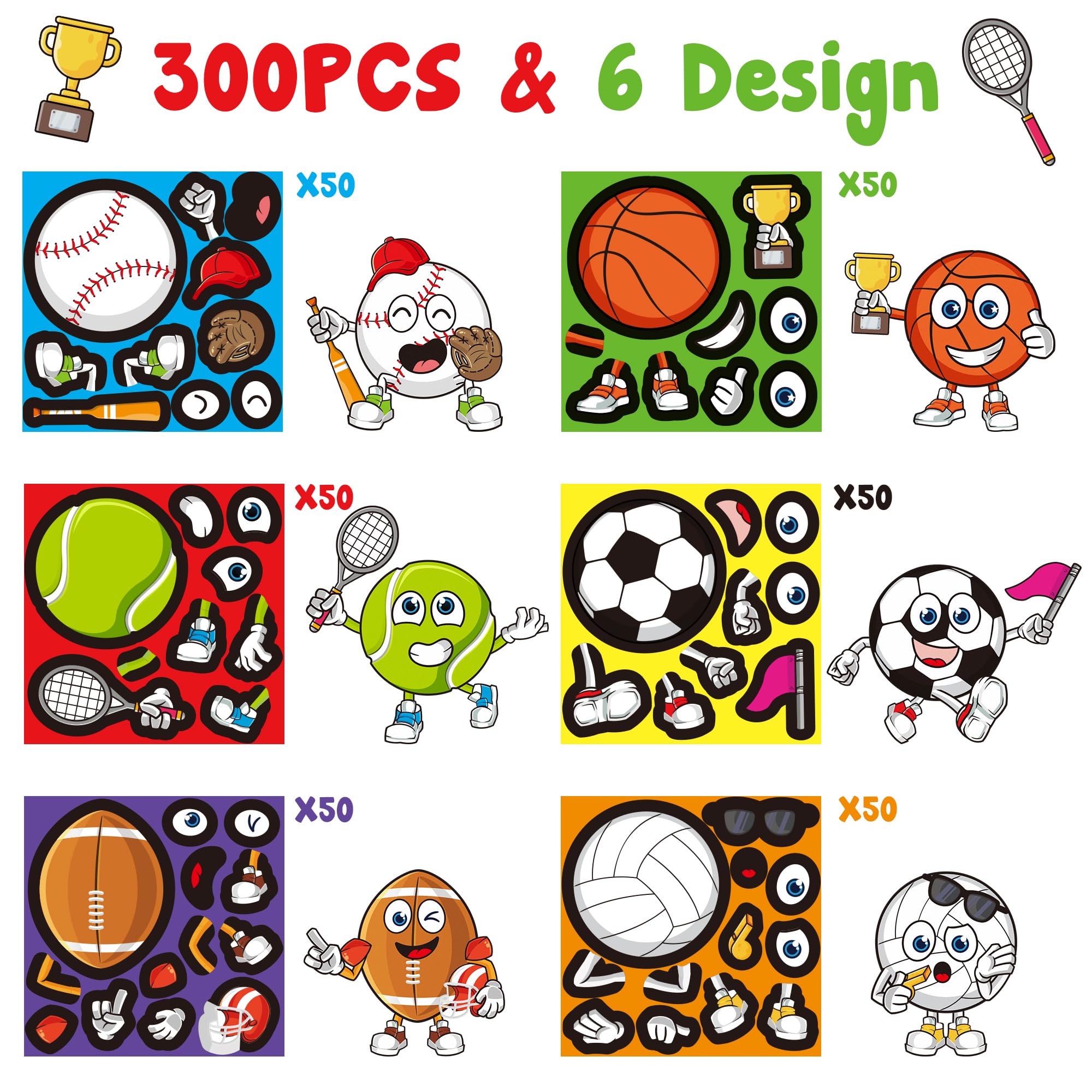 Snapklik.com : Sports Ball DIY Sticker - 300pcs Make Your Own Sports ...