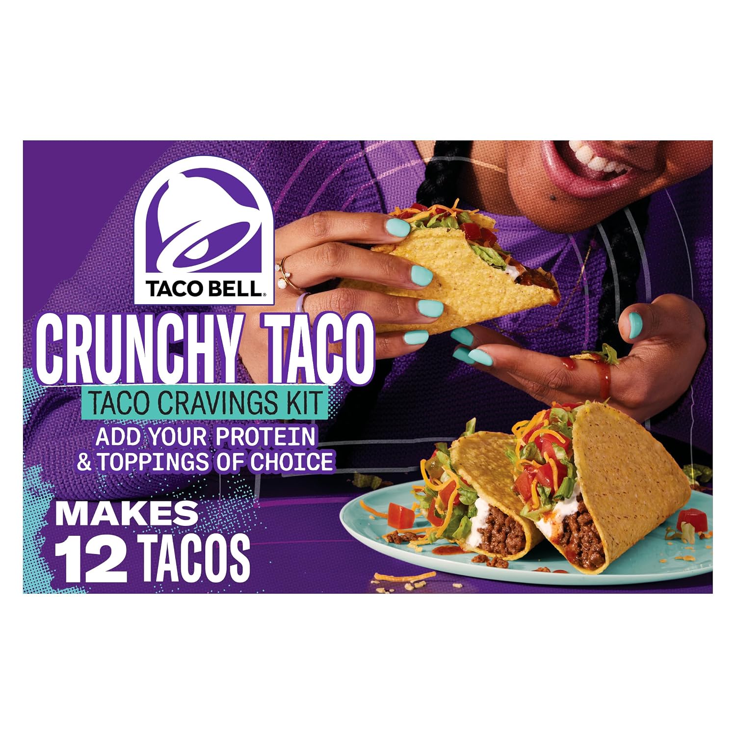 Taco Bell Crunchy Taco Cravings Kit with 12 Crunchy Taco Shells, Taco ...
