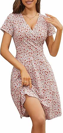 Amazon.com: MSBASIC Cute Dresses for Women 2023 Wedding Guest Casual Womens Wrap Dress ...