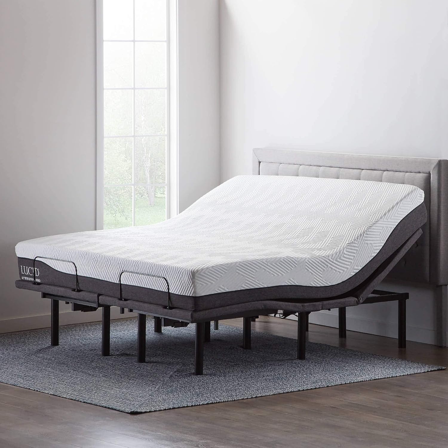 Amazon.com: LUCID L600 Adjustable Bed Base with LUCID 12 Inch Memory ...