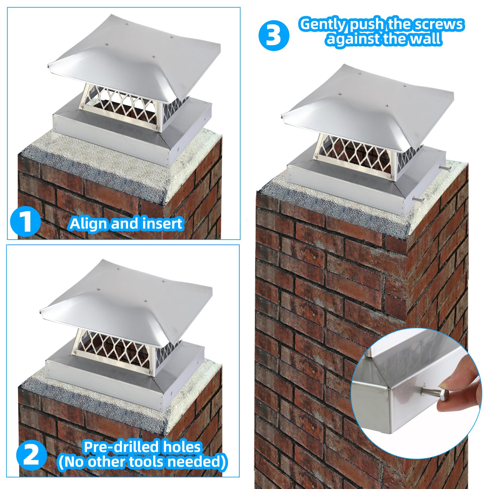 Snapklik.com : 9" X 9" Chimney Cap Chimney Cover,Fireplace Chimney Caps ...