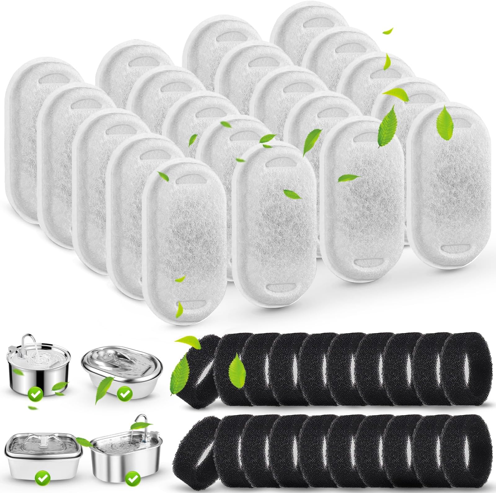 Amazon.com : SORON Cat Water Fountain Filters for 67oz/2L and 108/3.2L ...