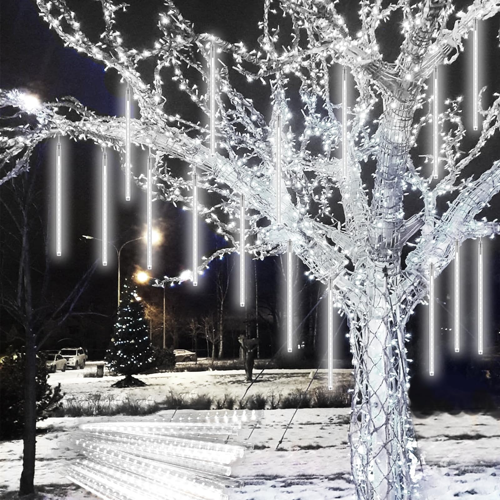Unique Outdoor Christmas Lights Look Like Falling Cascade Lights