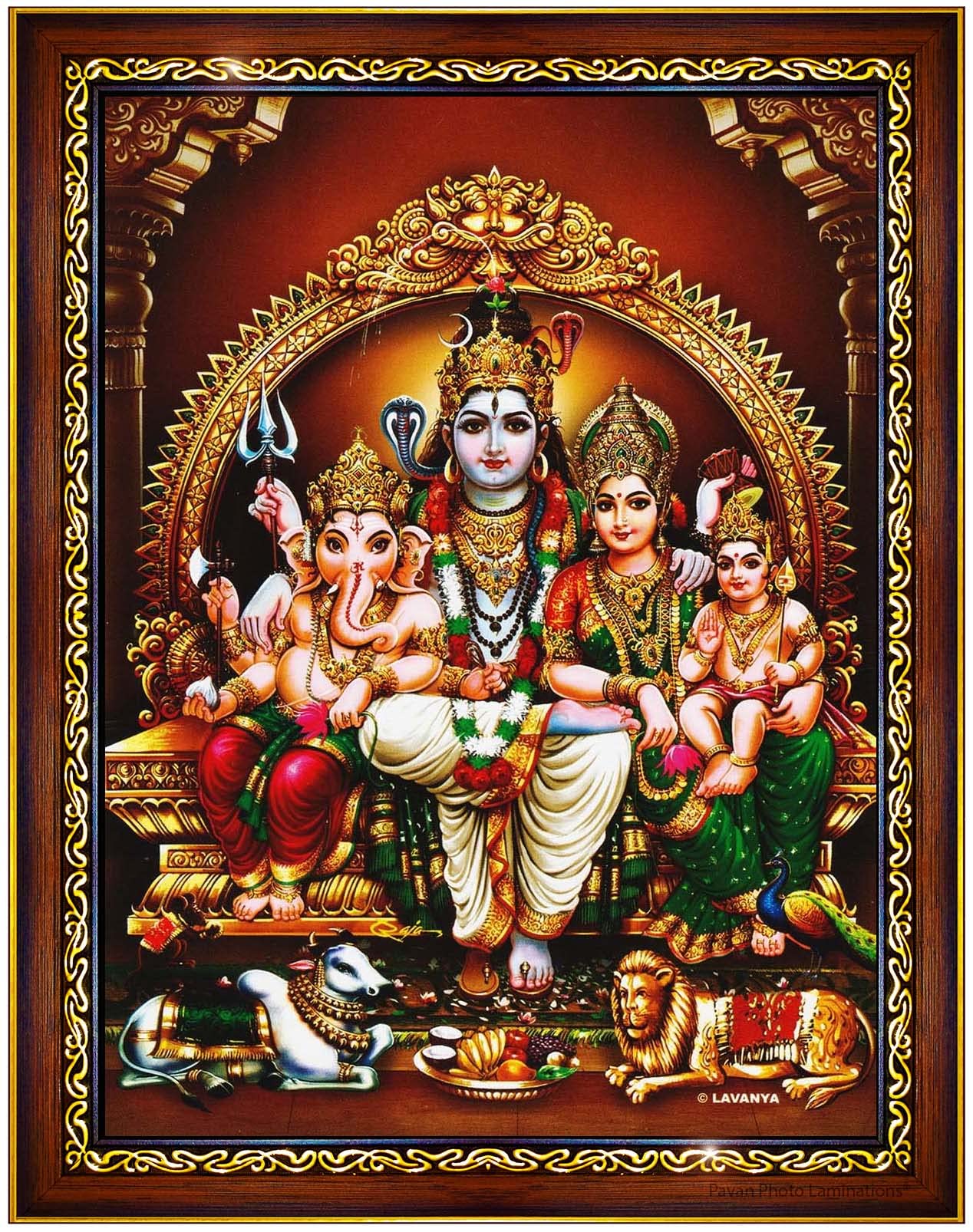 Buy Pavan Photo Laminations, Lord Shiv Parvati Bhagwan Ganesh Ji ...