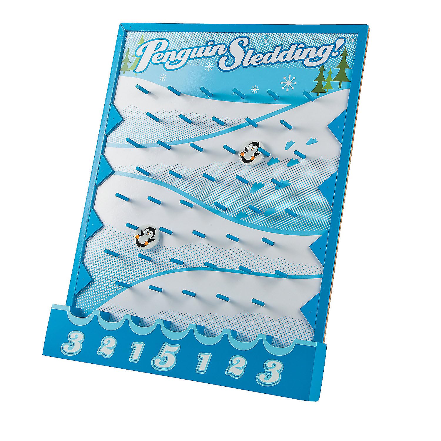 Amazon.com: Winter Game Penguin Sledding Disk Drop (Wood Board with 6 ...