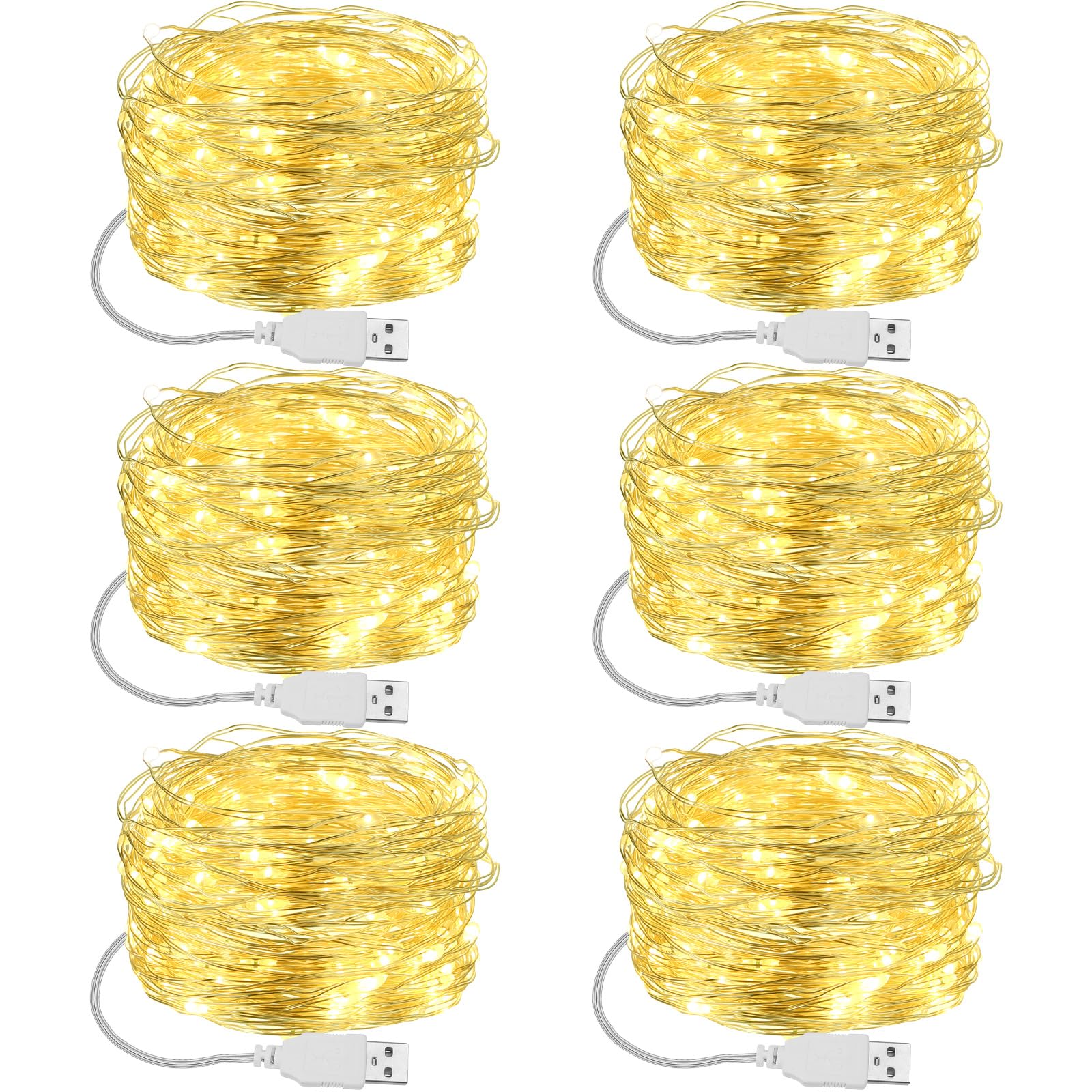 Amazon.com: Macarrie 6 Pack Fairy Lights USB Powered 16 ft 50 LED ...