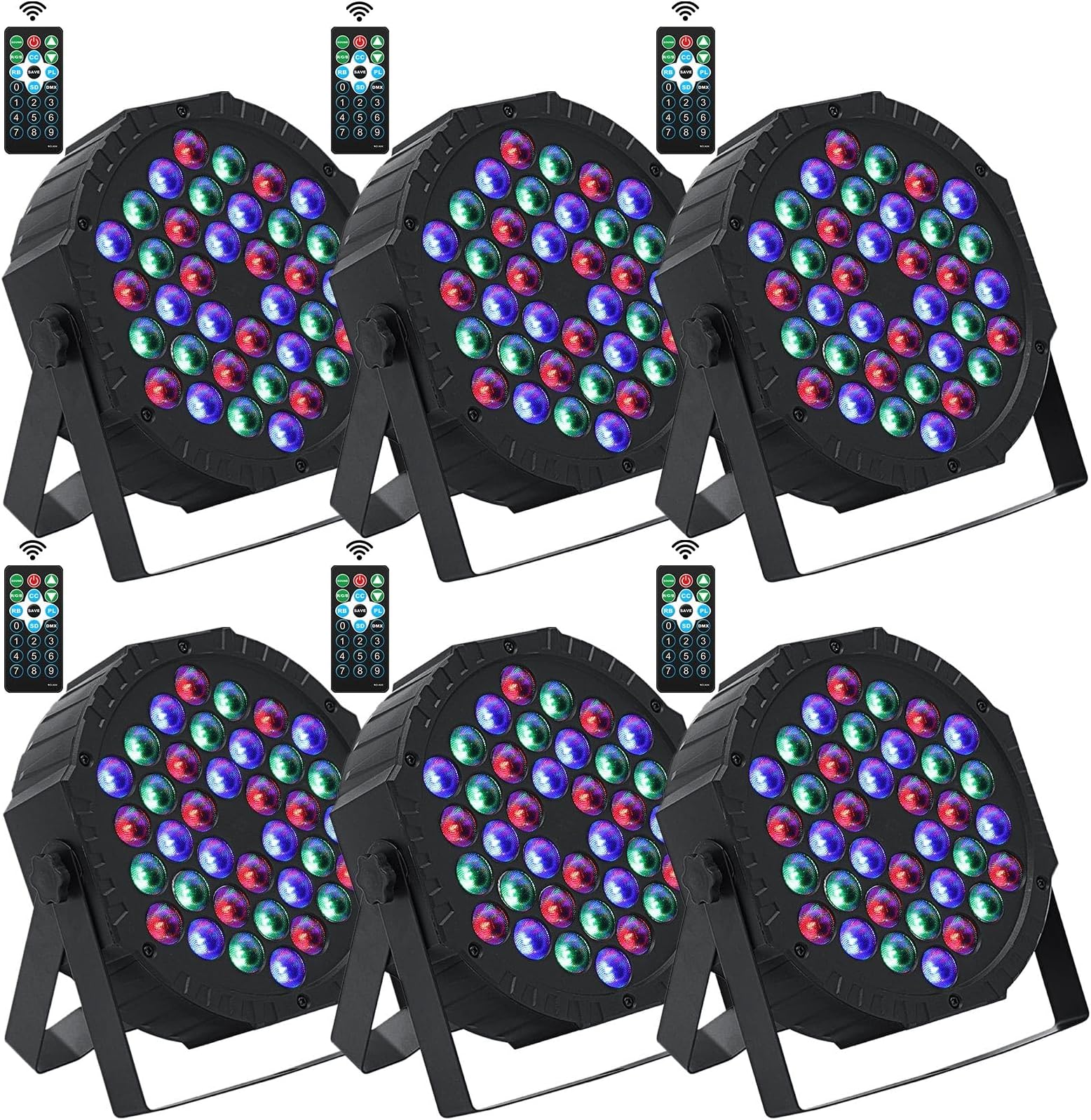 Amazon.com: 6 Pcs 36 LED Stage Lights RGB LED Par Lights 7 Channels ...